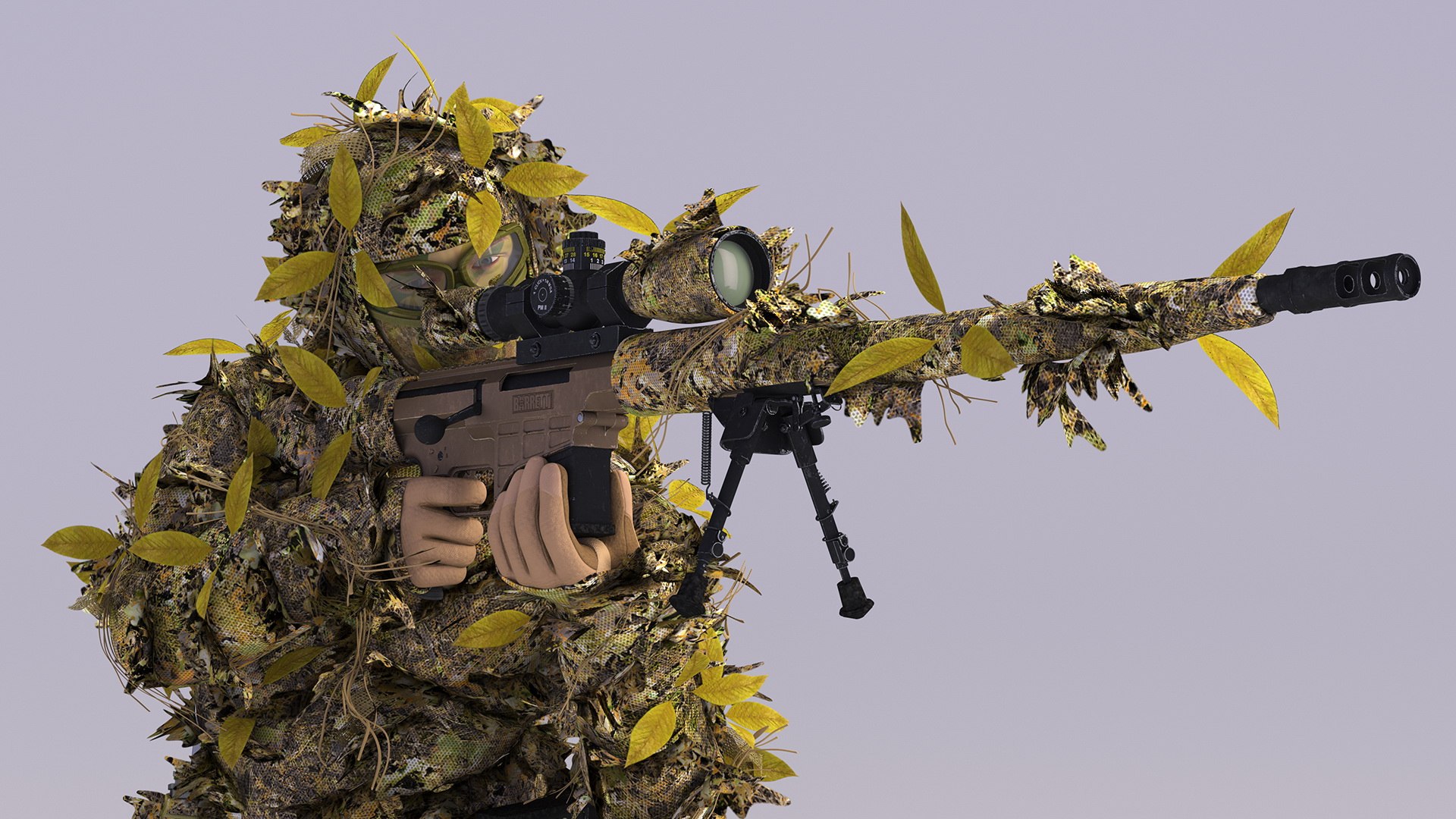 3D Sniper in Ghillie Suit Rigged for Modo model - TurboSquid 2000817