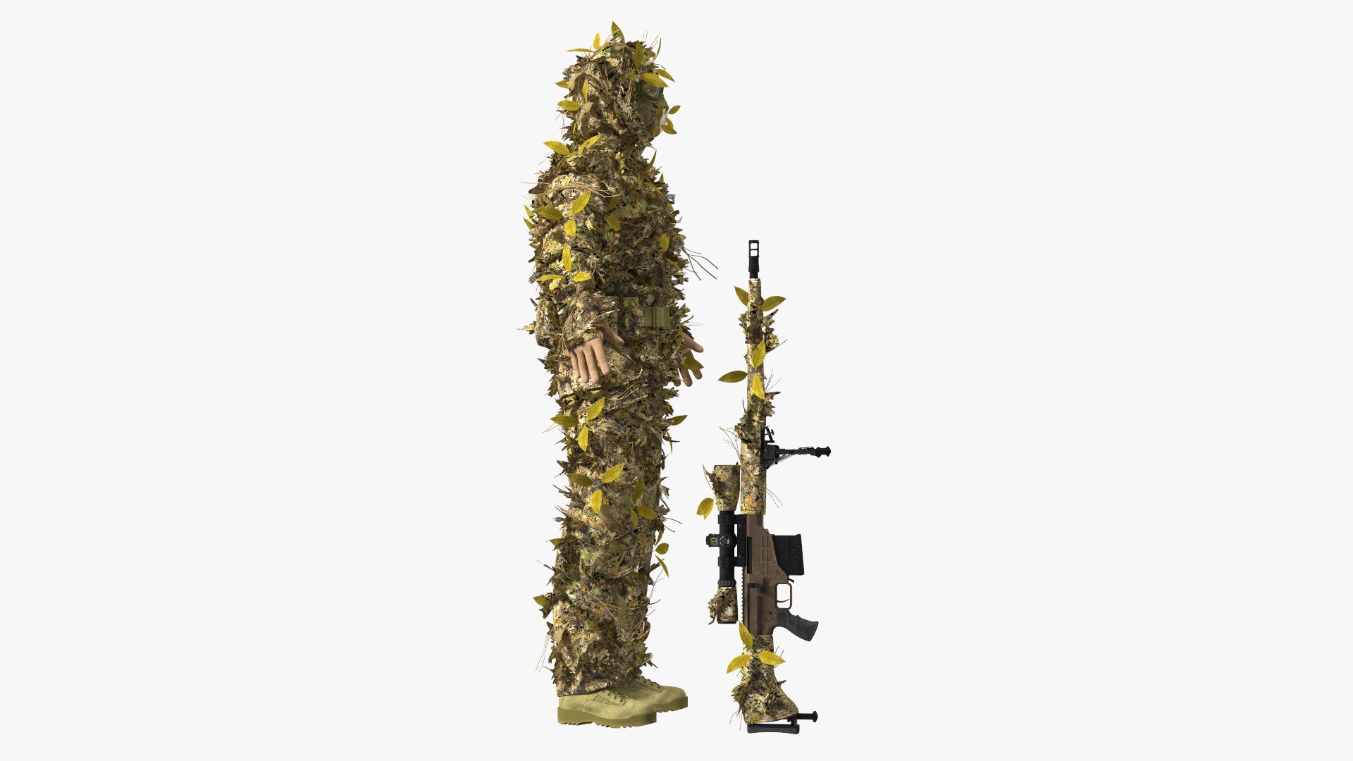 3D Sniper in Ghillie Suit Rigged for Modo model - TurboSquid 2000817