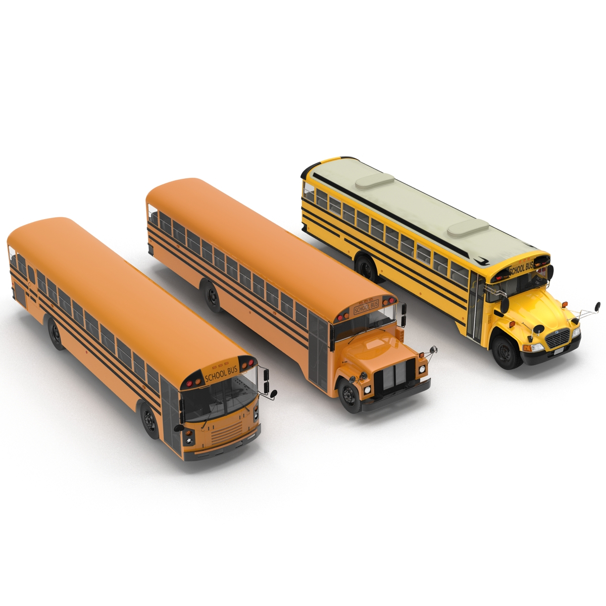 3d school buses modeled bus model