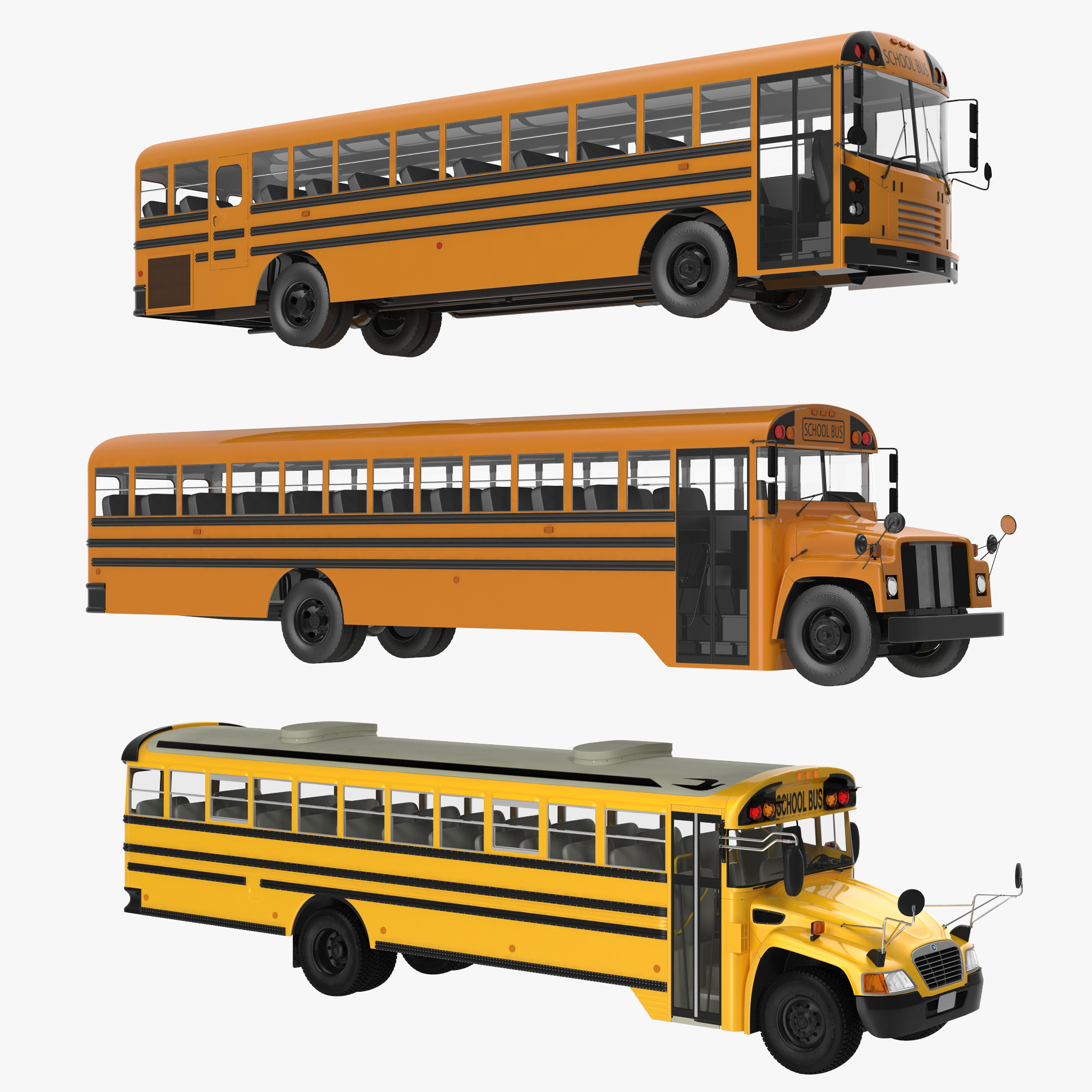 3d school buses modeled bus model