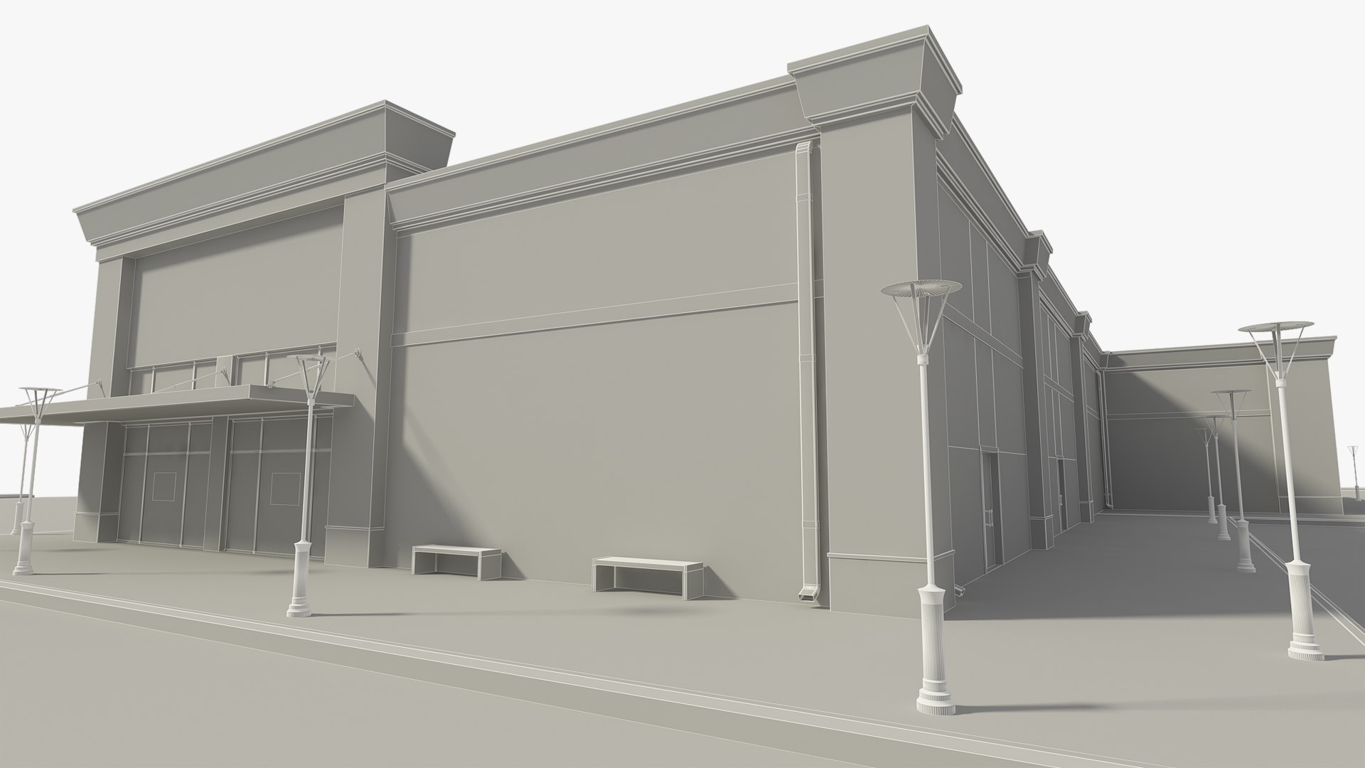 3D Retail Store Building - No Textures - TurboSquid 1971429