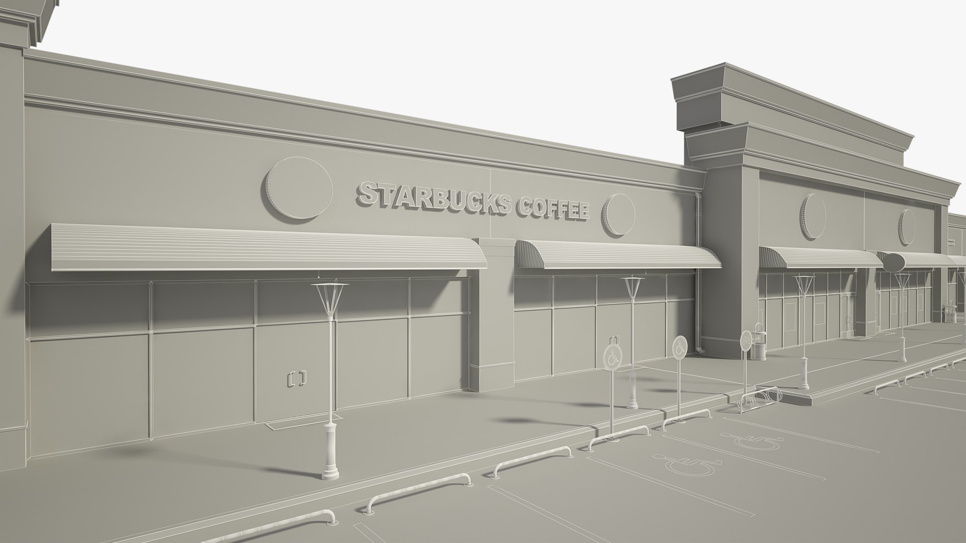 3D Retail Store Building - No Textures - TurboSquid 1971429
