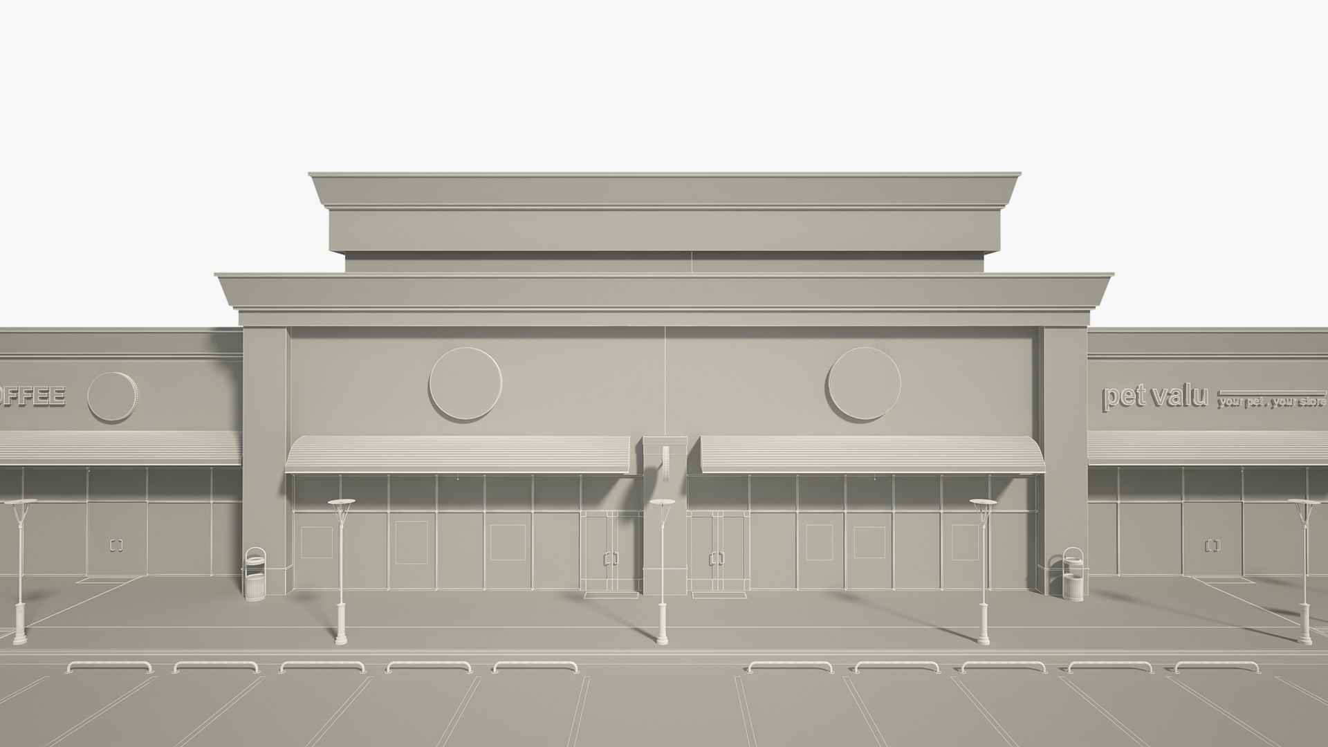 3D Retail Store Building - No Textures - TurboSquid 1971429