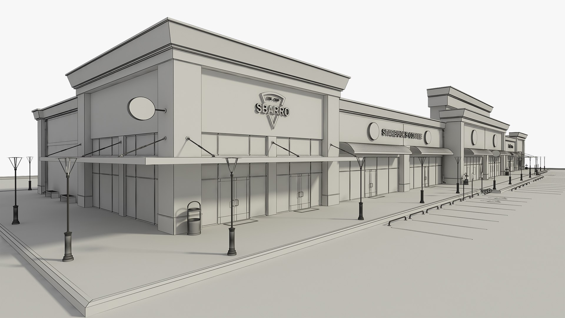 3D Retail Store Building - No Textures - TurboSquid 1971429