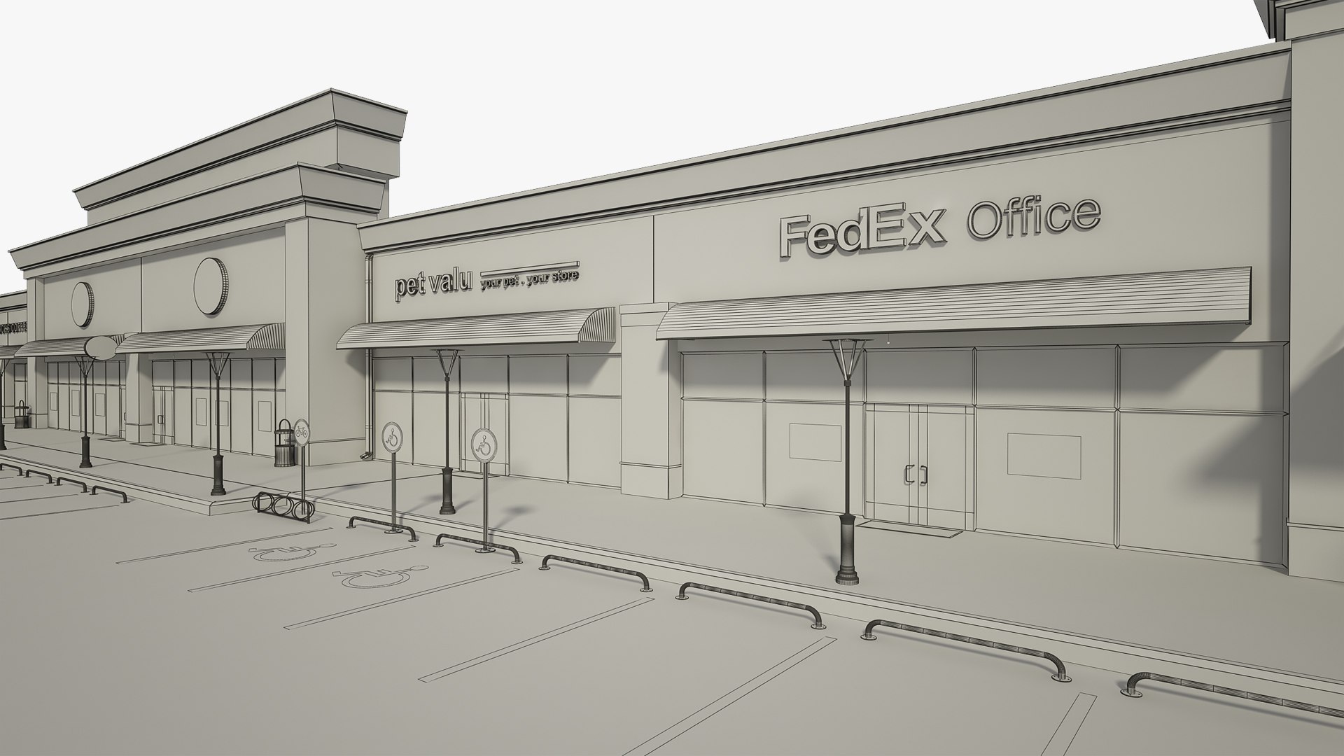 3D Retail Store Building - No Textures - TurboSquid 1971429