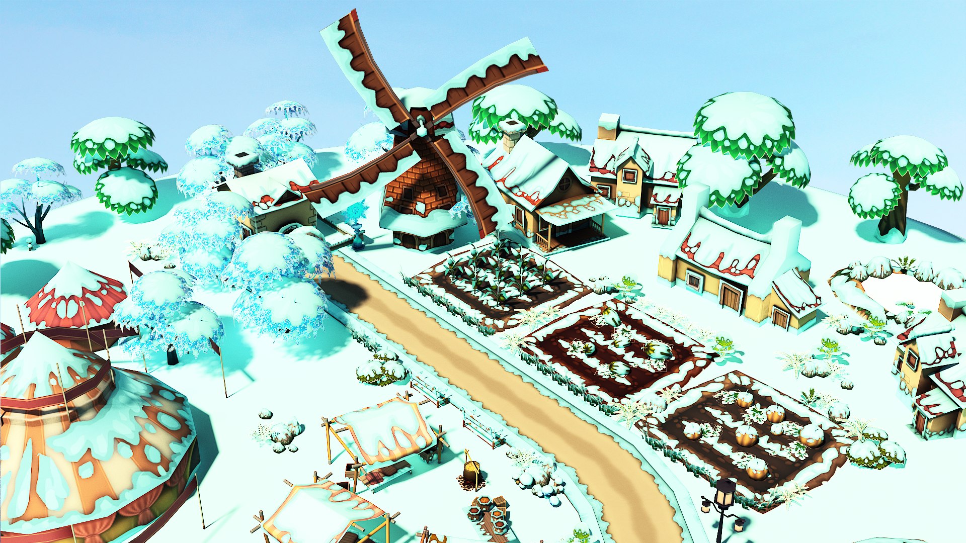 Cartoon farm - winter 3D model - TurboSquid 1227241