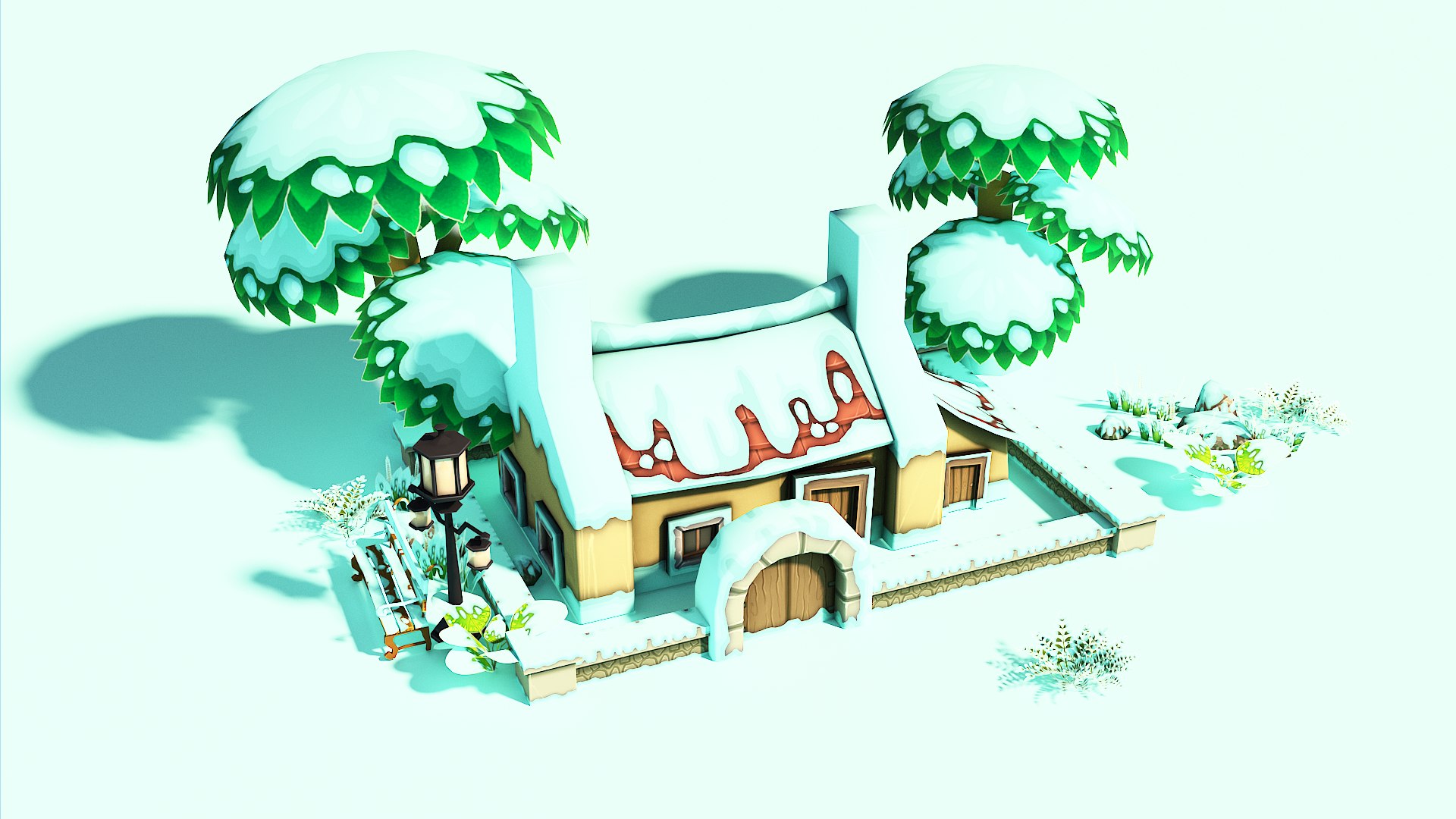 Cartoon farm - winter 3D model - TurboSquid 1227241