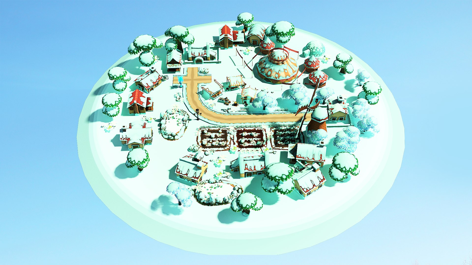 Cartoon farm - winter 3D model - TurboSquid 1227241