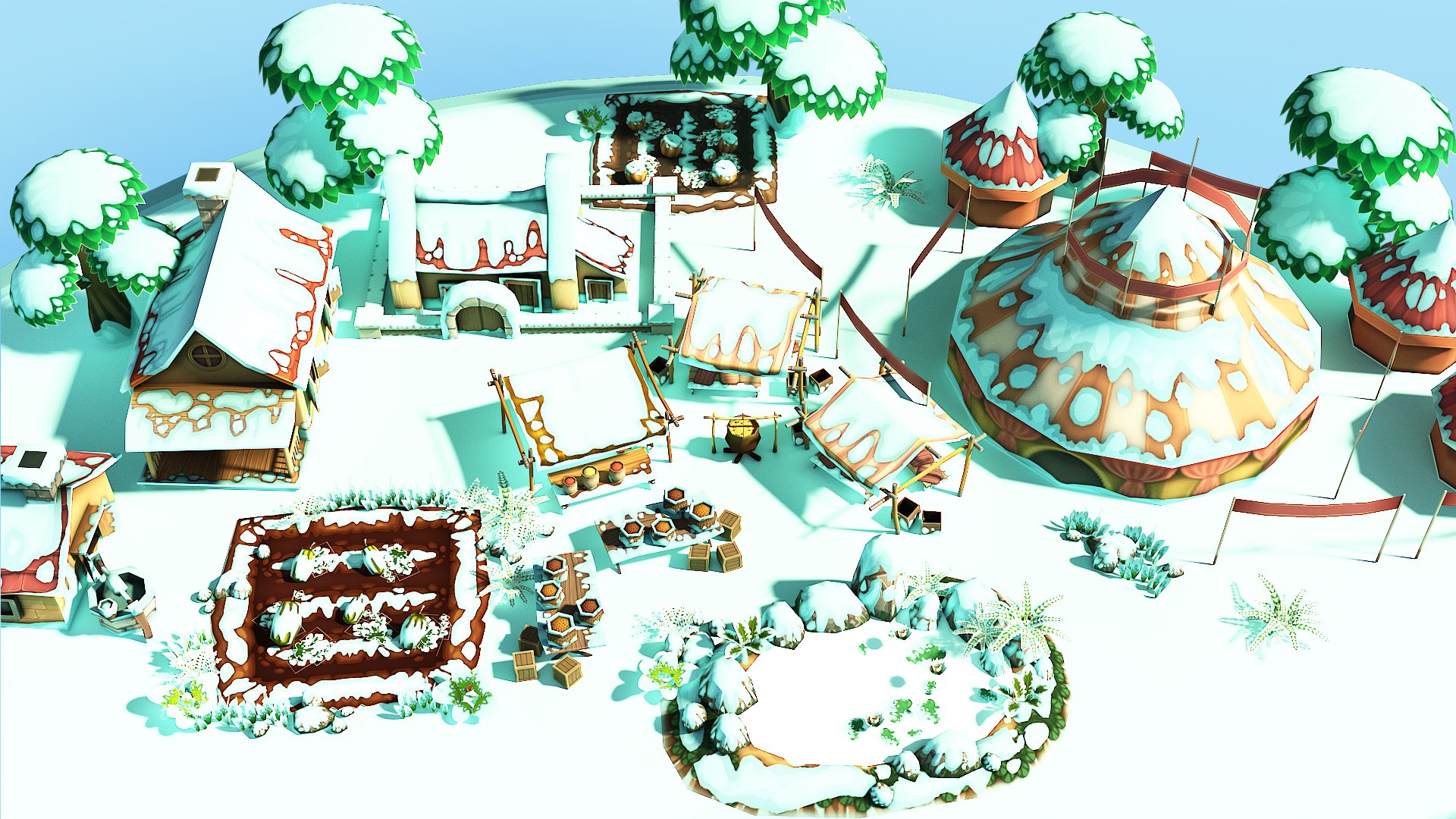 Cartoon farm - winter 3D model - TurboSquid 1227241