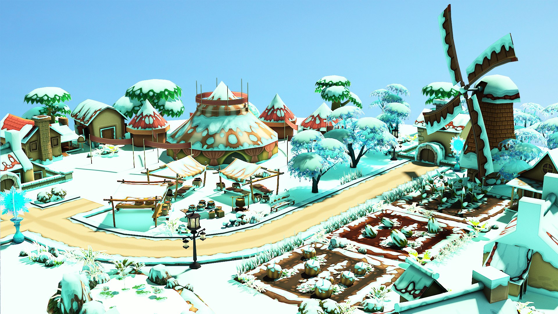 Cartoon farm - winter 3D model - TurboSquid 1227241