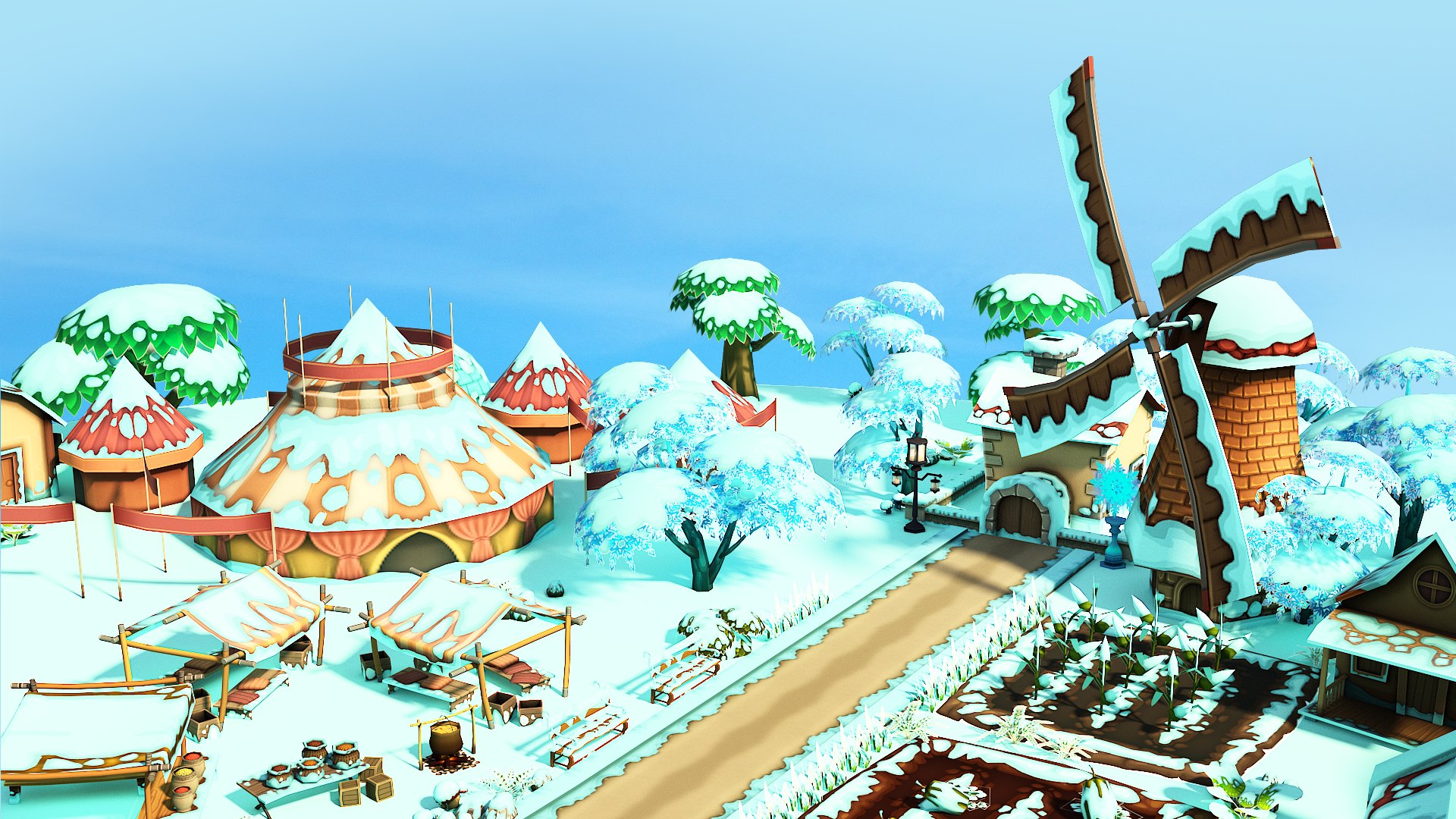 Cartoon farm - winter 3D model - TurboSquid 1227241