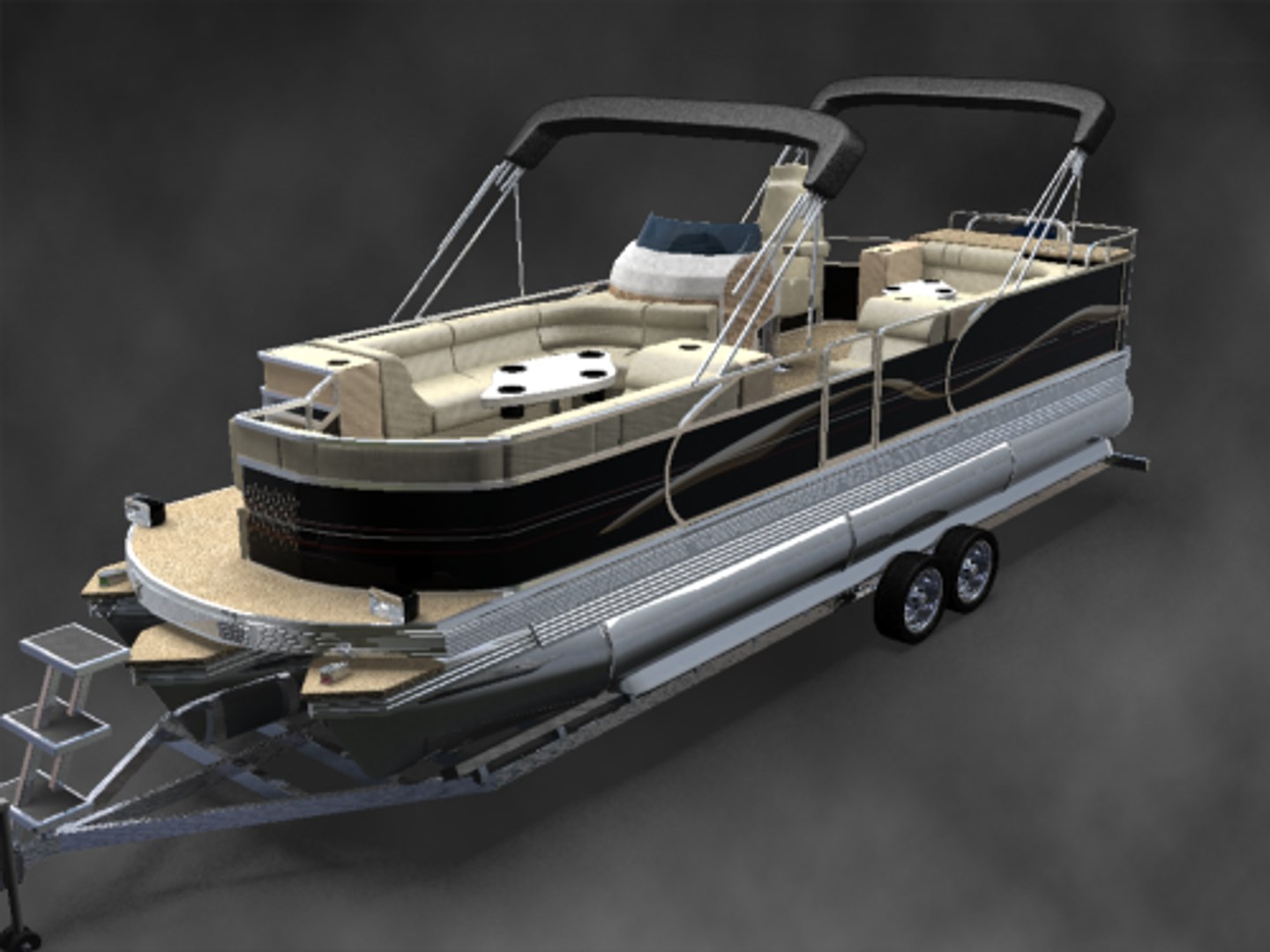 3d Model Pontoon Boat Water