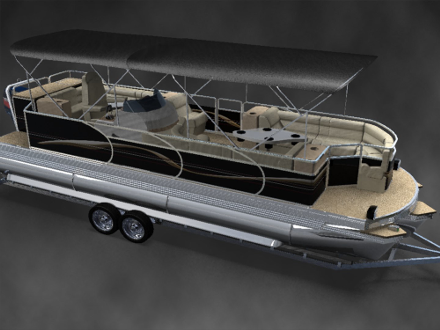 3d Model Pontoon Boat Water