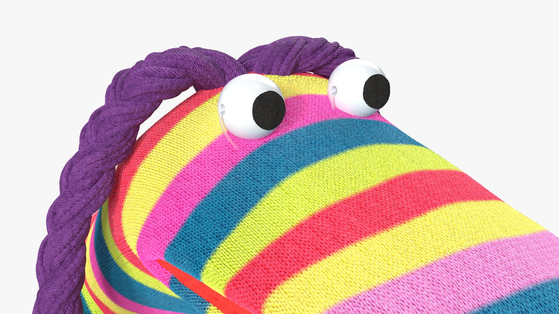 Striped Sock Puppet With Googly Eyes Girl 3D - TurboSquid 2276772