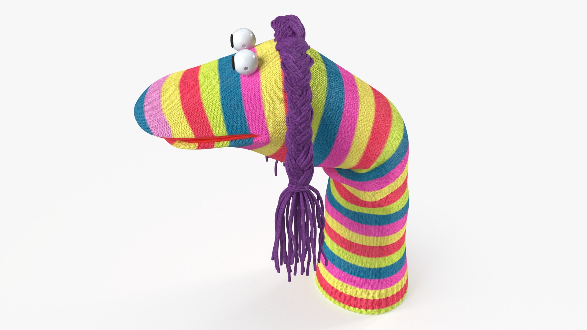 Striped Sock Puppet With Googly Eyes Girl 3D - TurboSquid 2276772