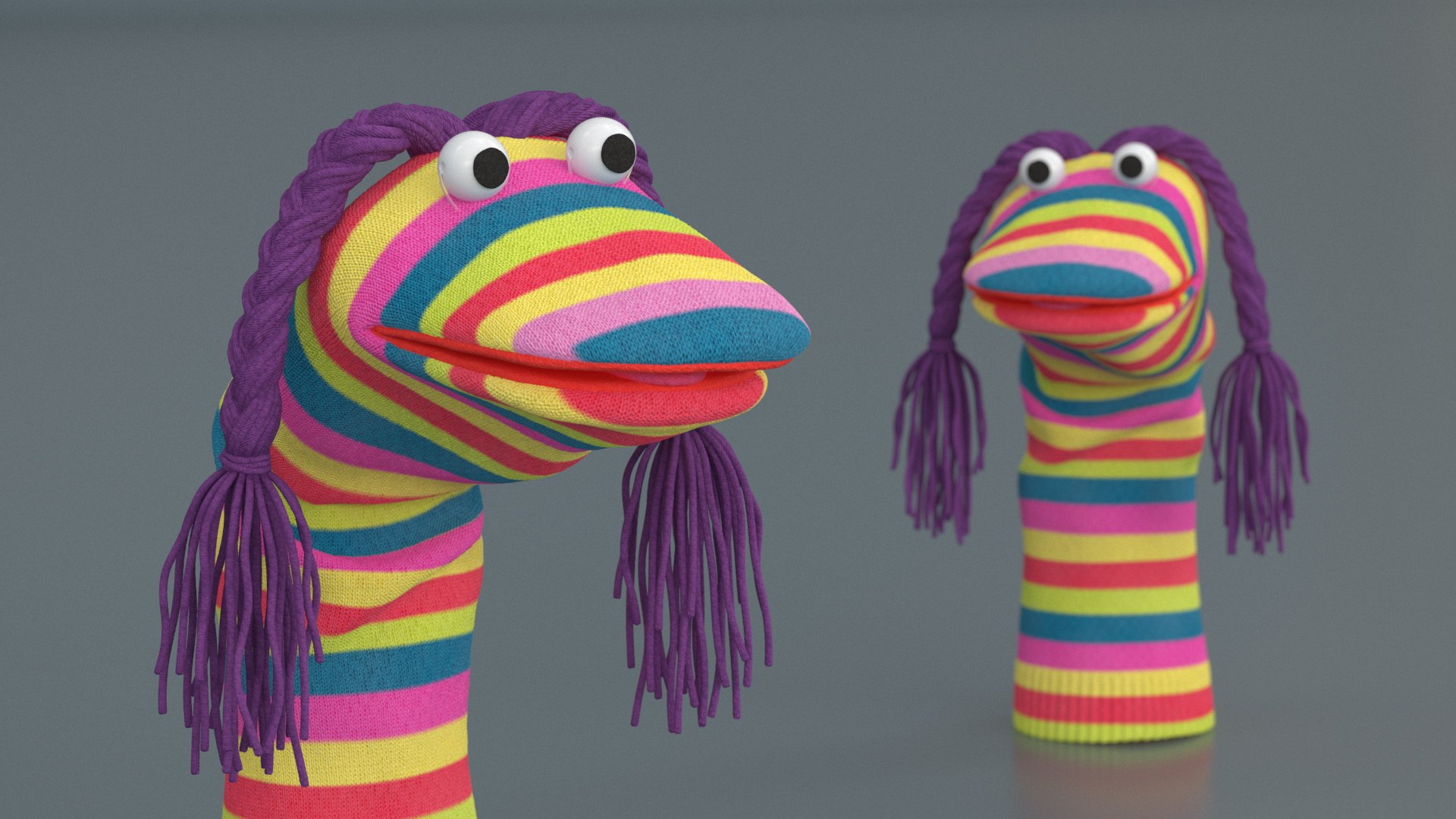 Striped Sock Puppet With Googly Eyes Girl 3D - TurboSquid 2276772