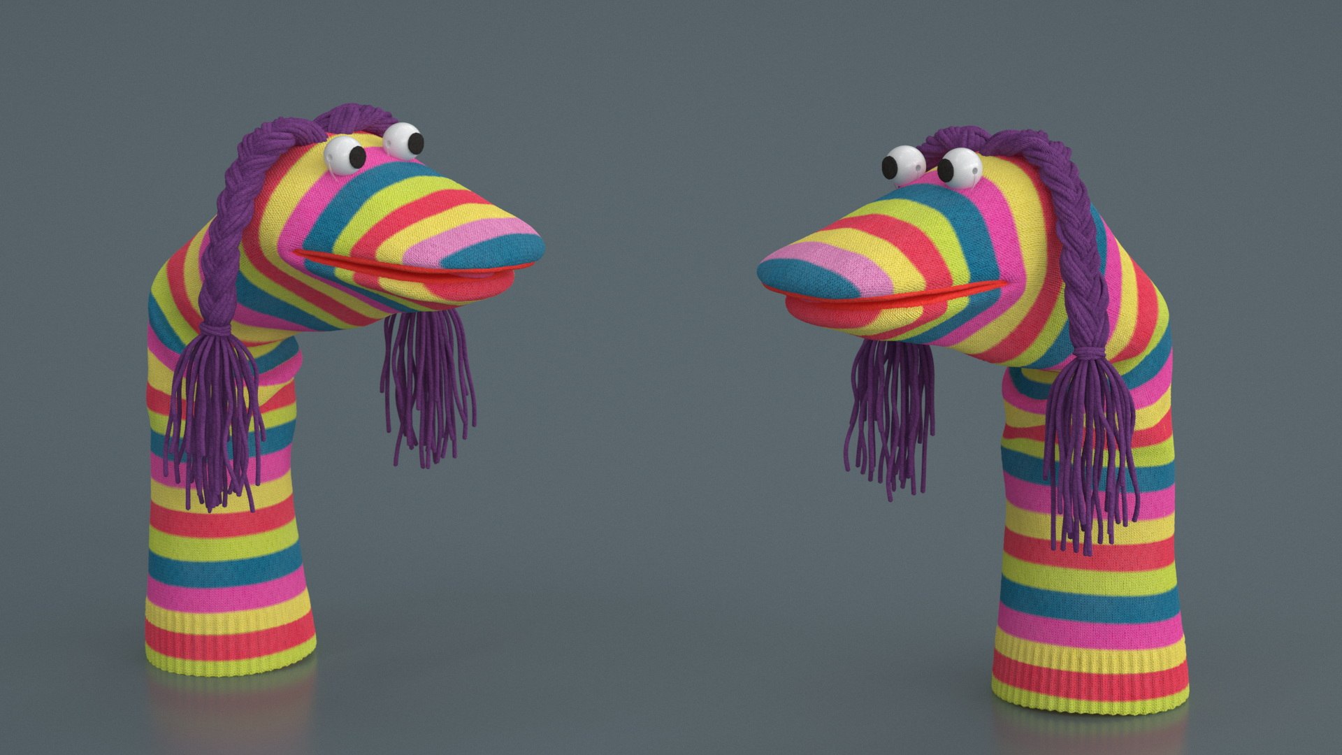 Striped Sock Puppet With Googly Eyes Girl 3D - TurboSquid 2276772