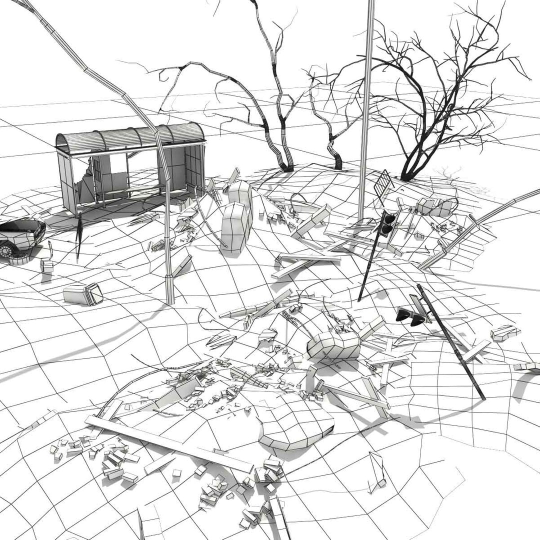 3d Model Heap Debris Rubble City Scene