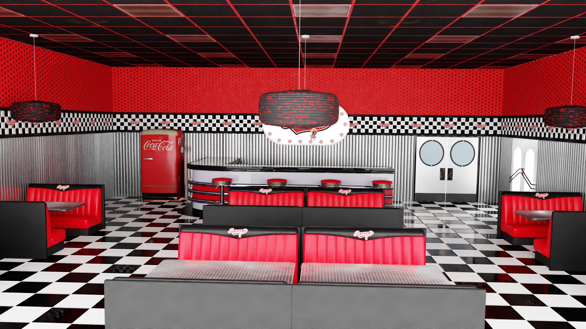 American 80s Diner Inside Model - TurboSquid 2143995