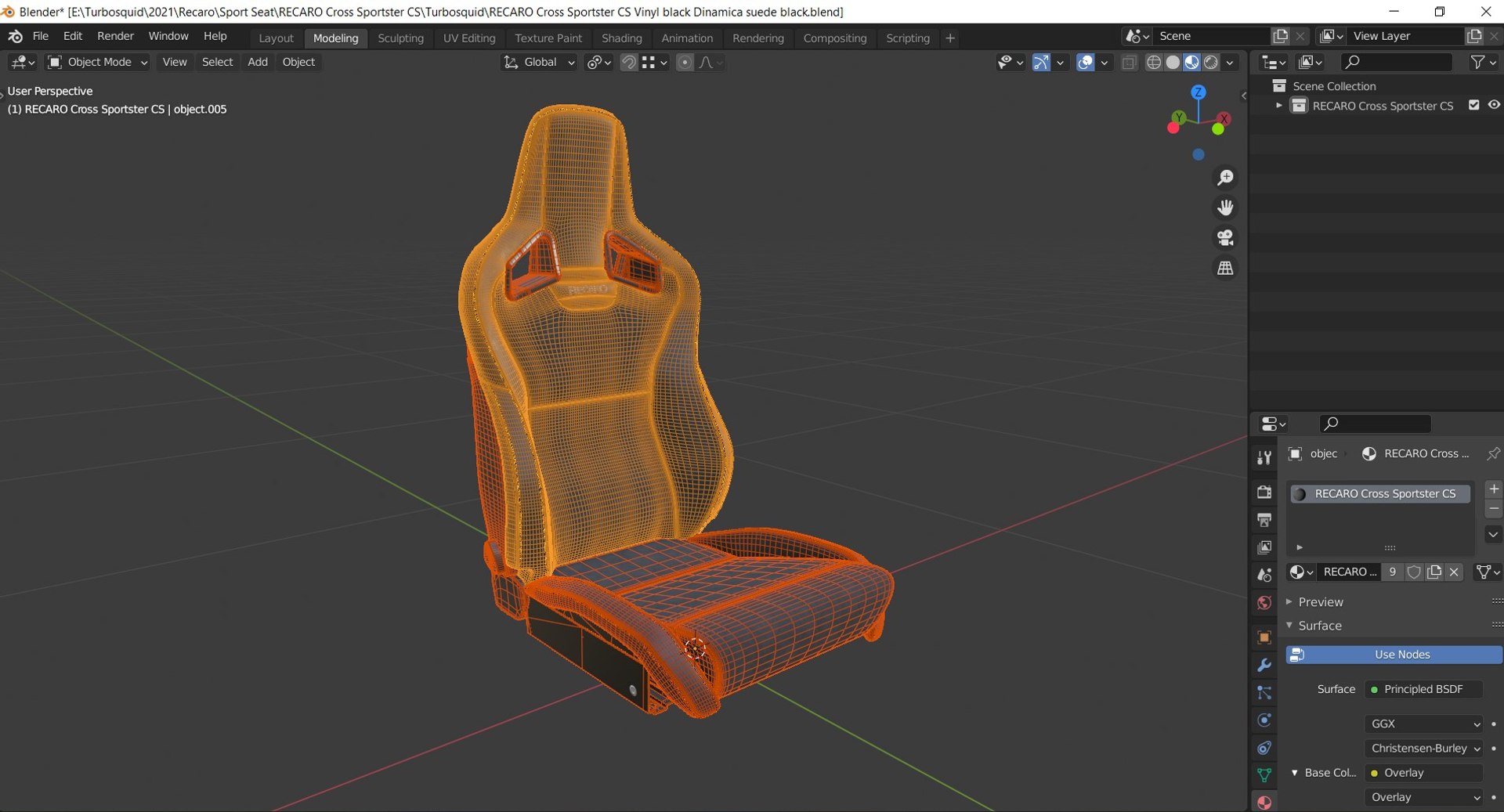 RECARO Cross Sportster CS Vinyl Black Dinamica Suede Red Seat 3D Model ...