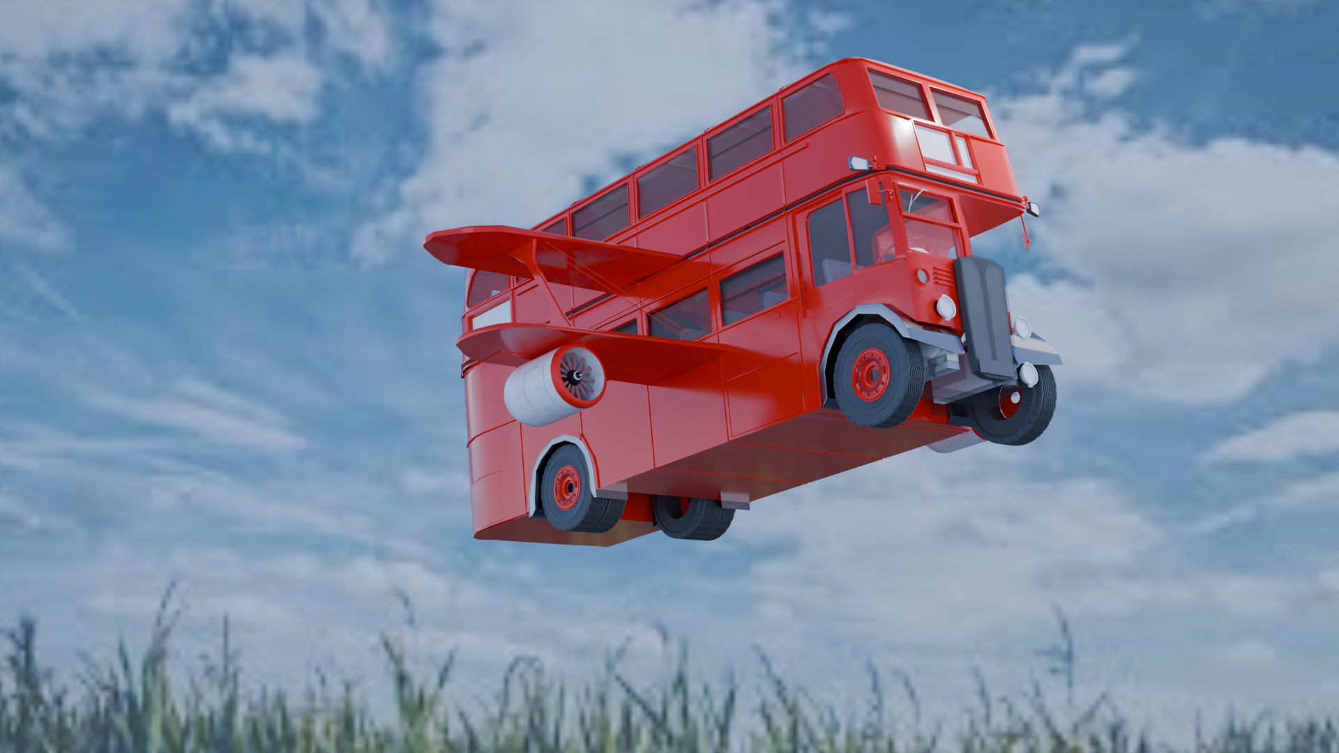 3D Model Double Decker Bus With Wings - TurboSquid 2359048