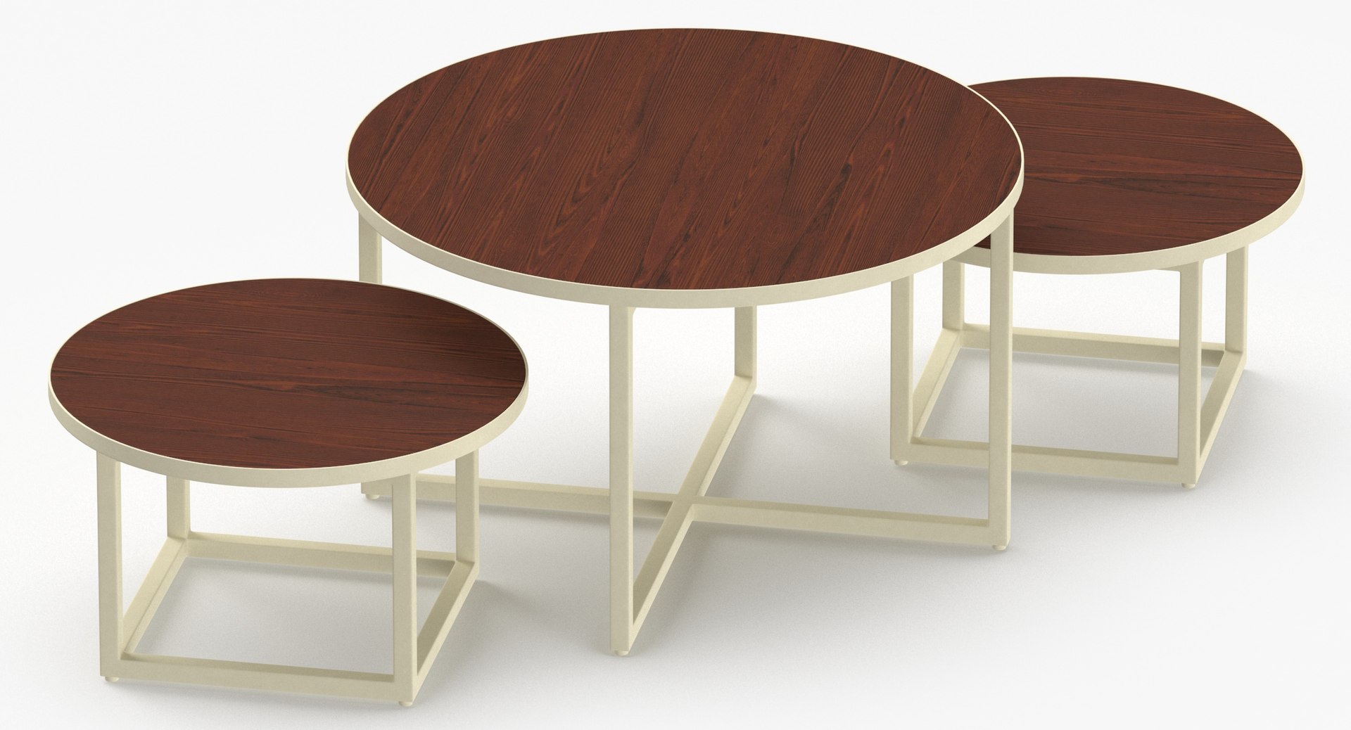 Display Round Table Set Type 03 Dark Wood Beige Black Gray And White 3D ...