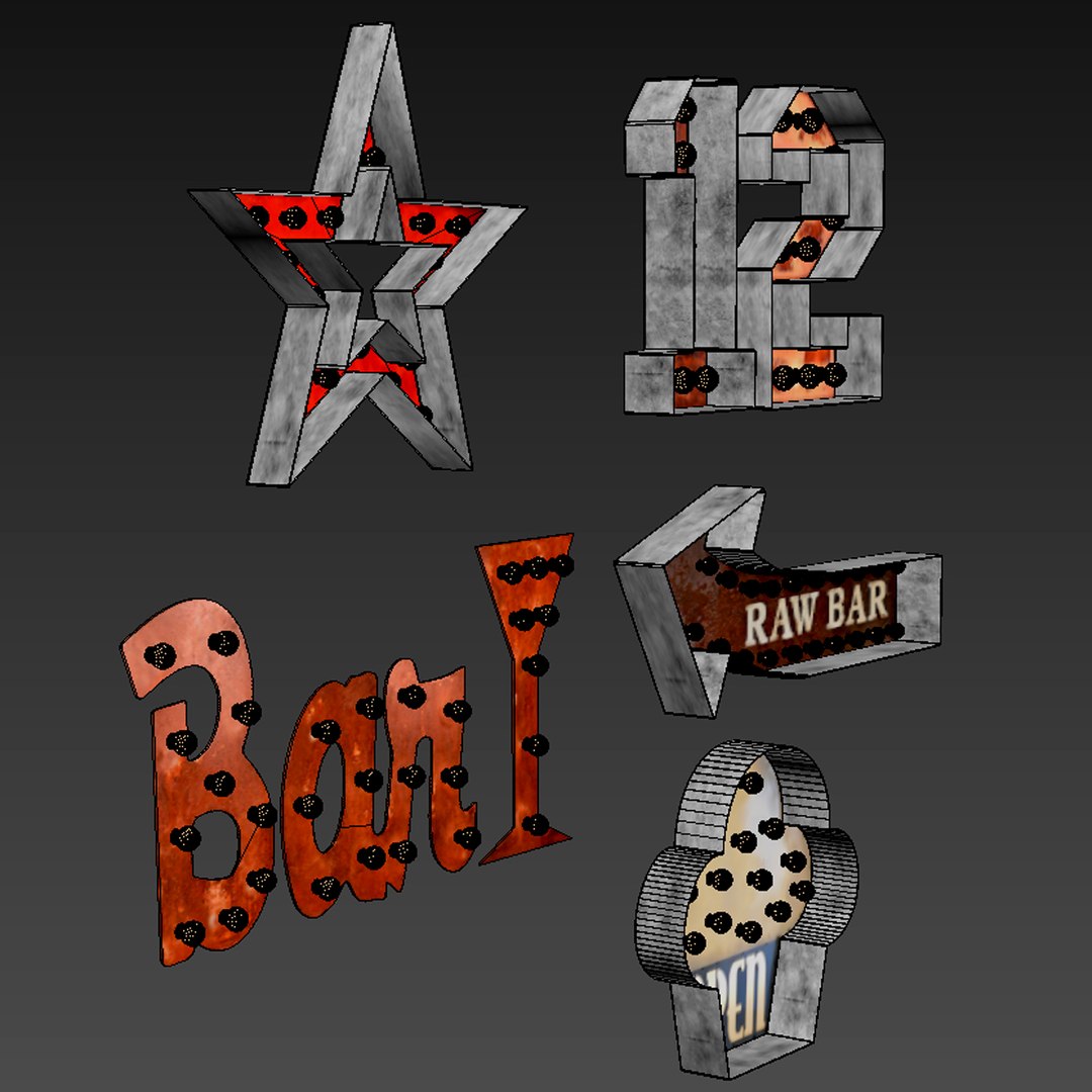 3D Model Lighted Metal Sign 8 - TurboSquid 1374336
