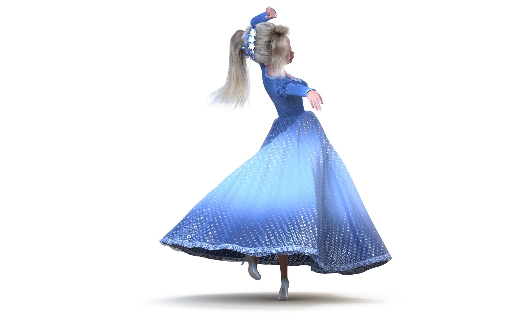 Cartoon Princess Blonde Dancing Blue 3D - TurboSquid 2270925