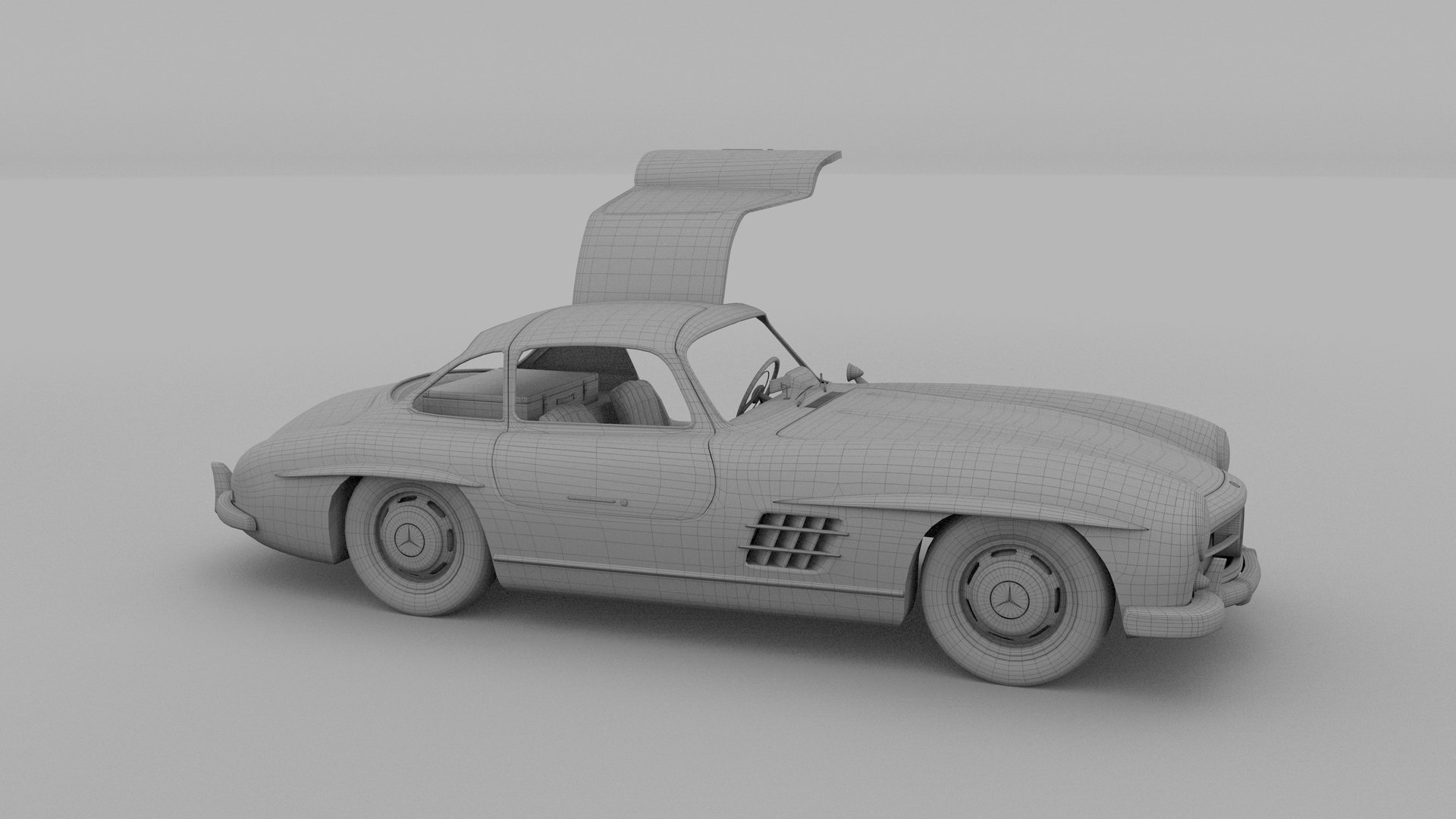 3d Rigged Mercedes 300sl Gullwing Model