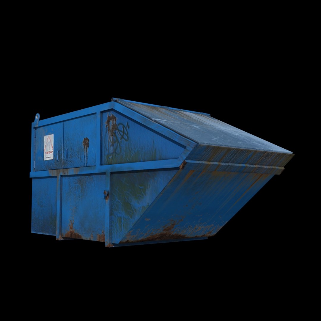 blue painted metal container 3d model