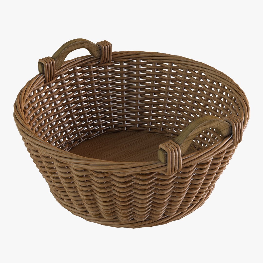 Realistic Wicker Basket 3d Model
