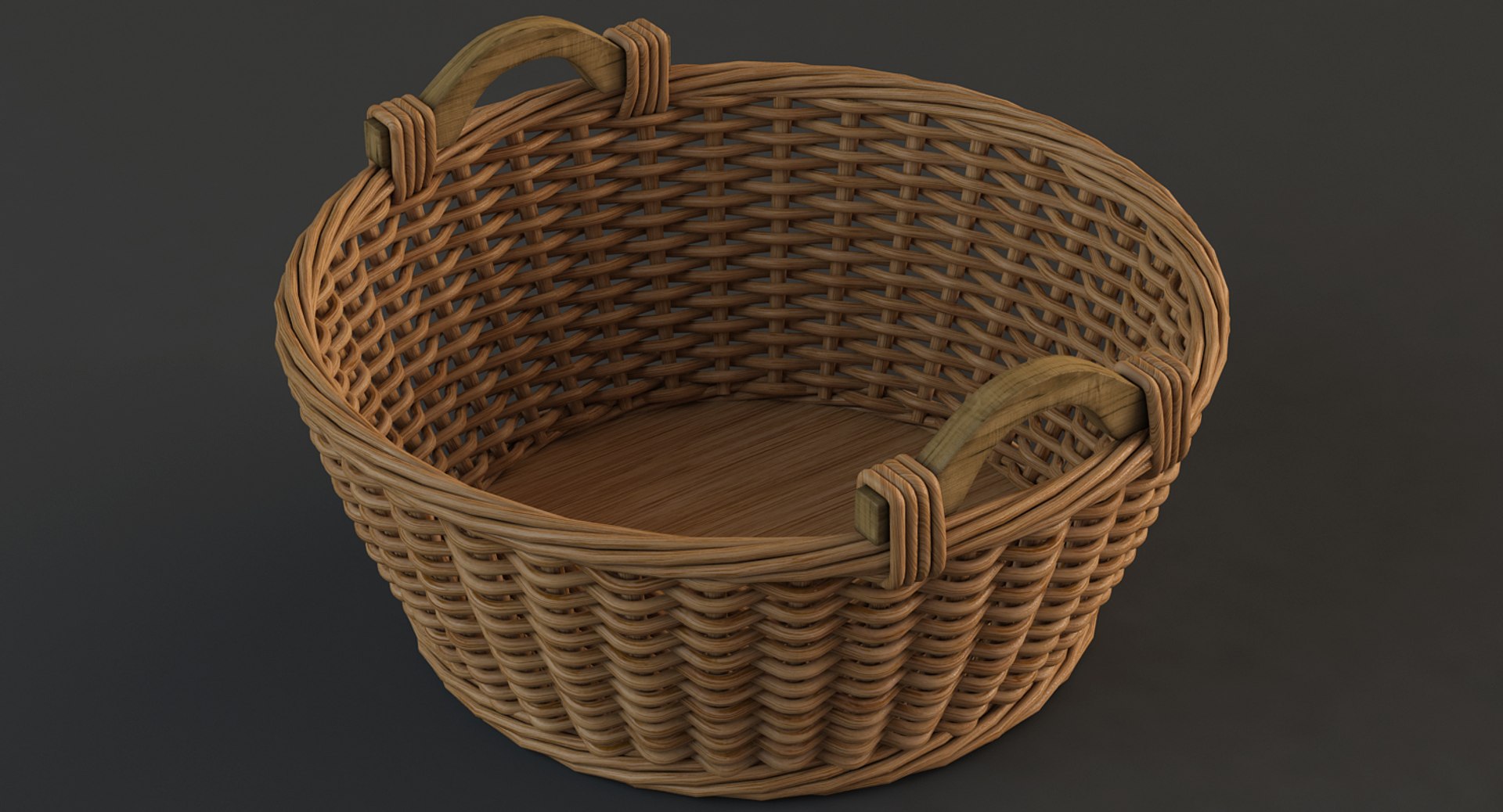 Realistic Wicker Basket 3d Model
