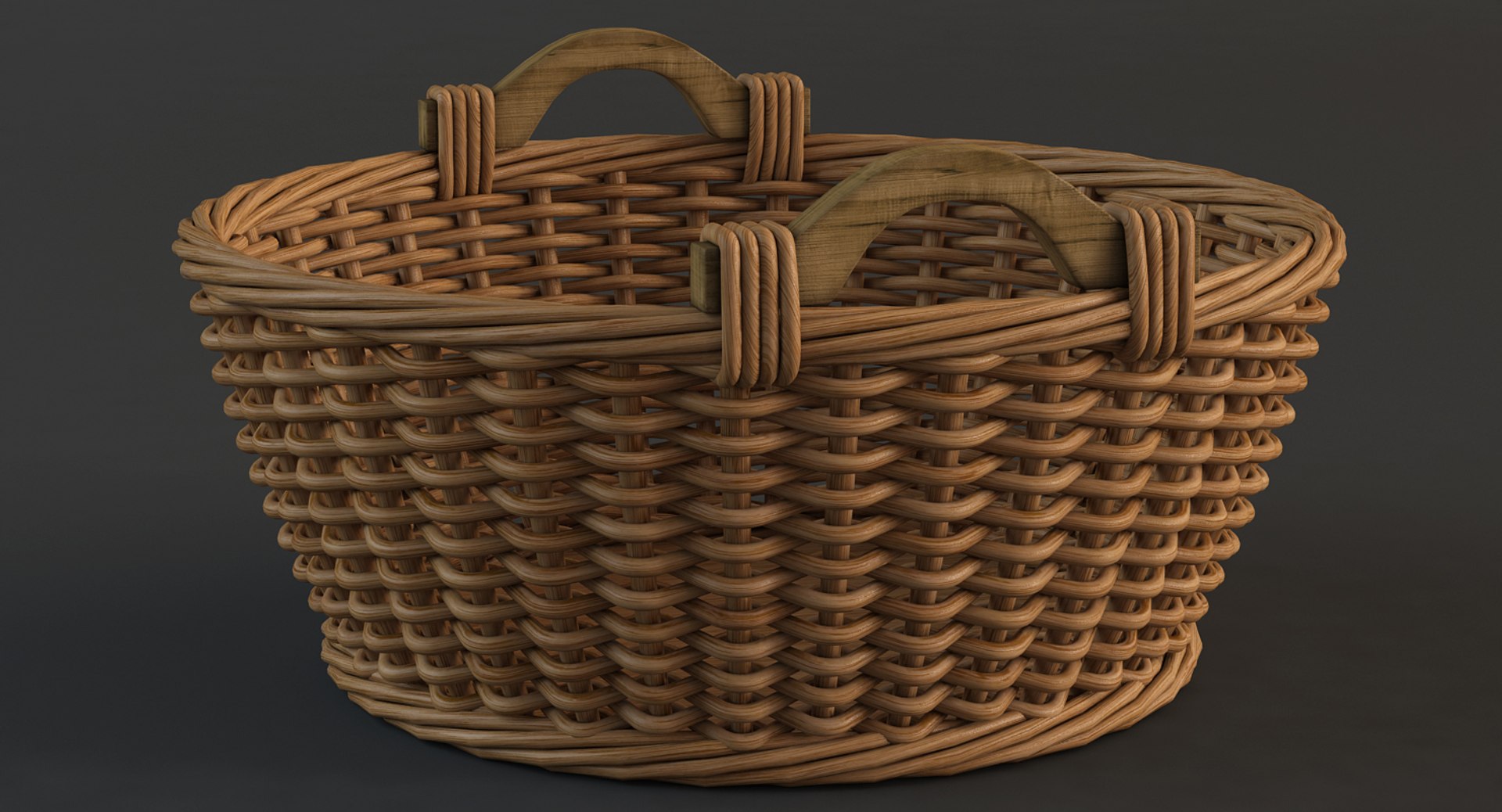 Realistic Wicker Basket 3d Model