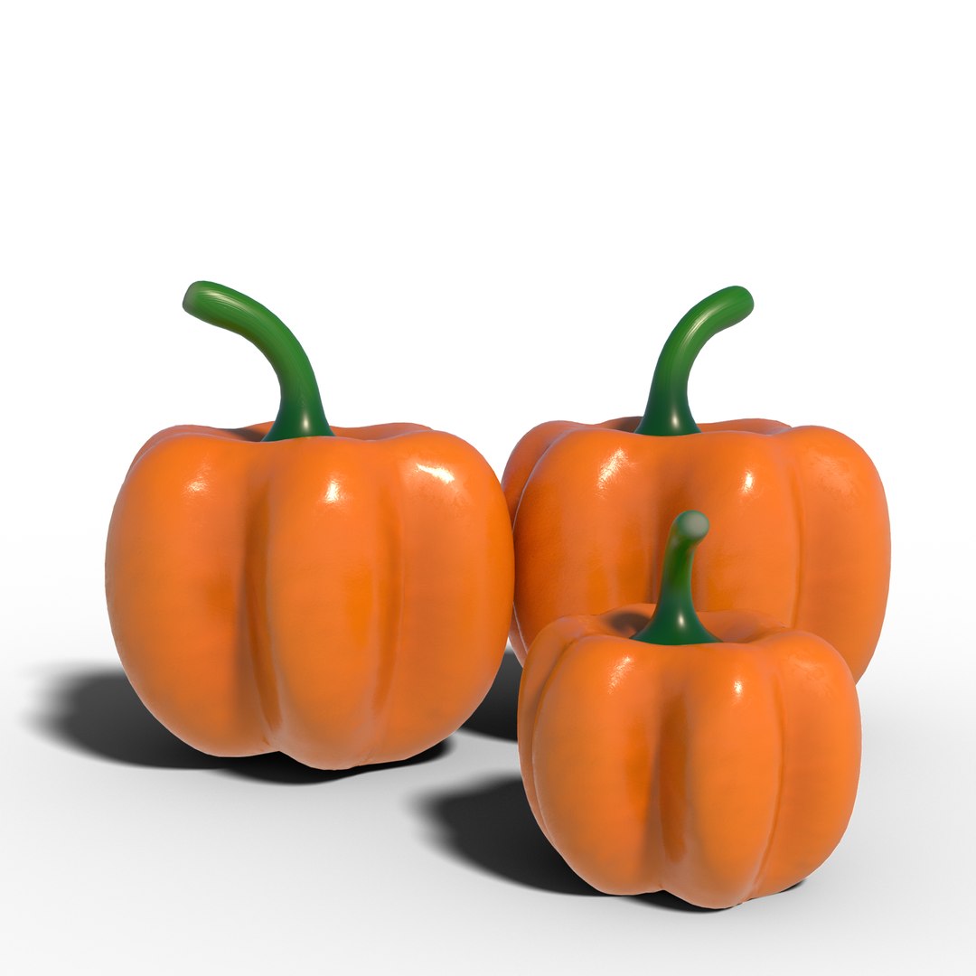3D Orange Bell Pepper Model - TurboSquid 2084615