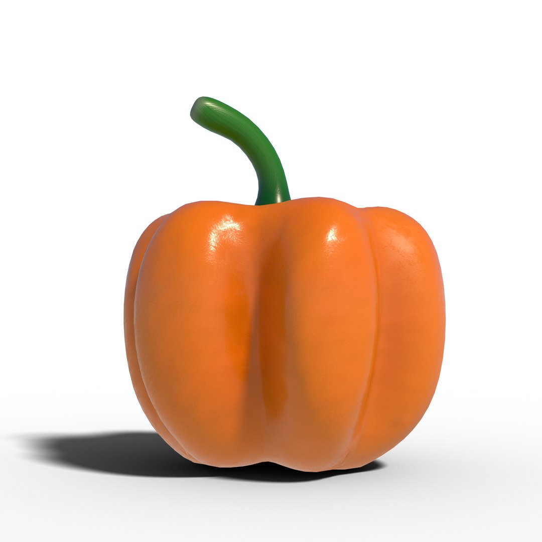 3D Orange Bell Pepper Model - TurboSquid 2084615