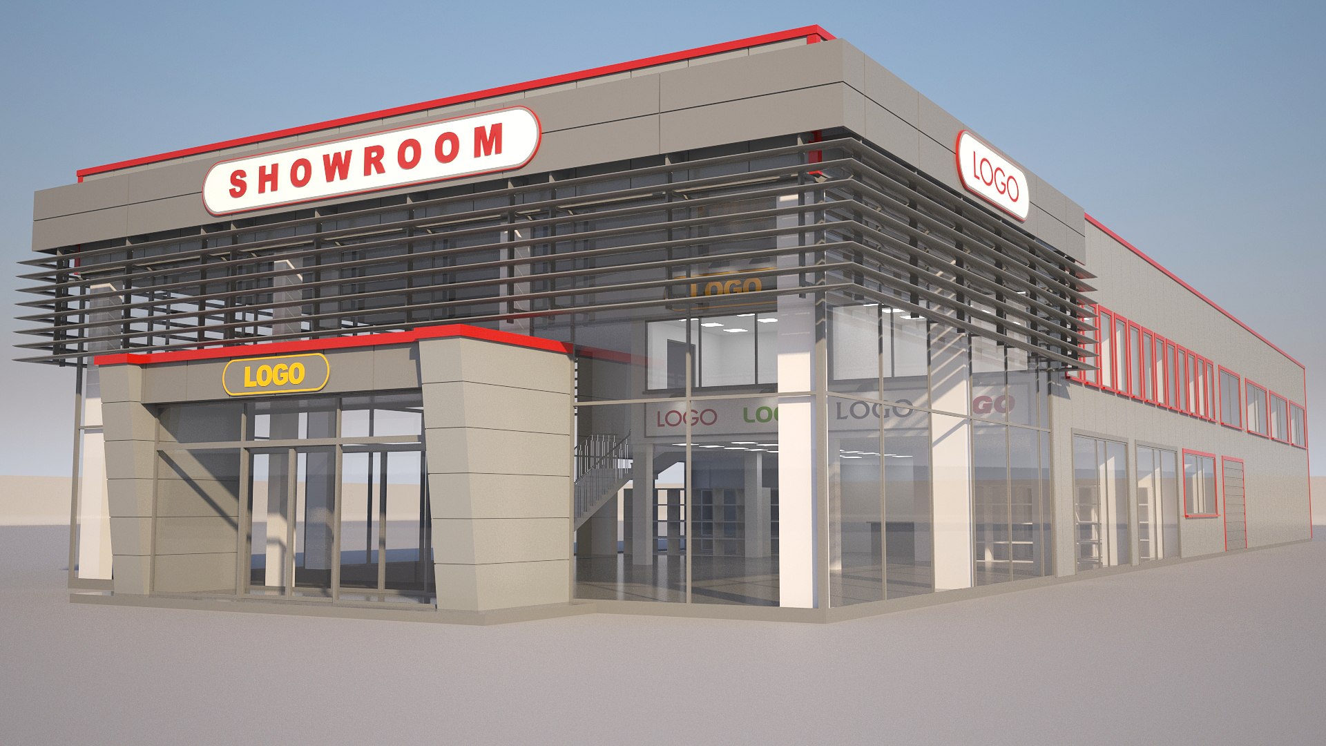 3D Showroom Building - Low-Poly - TurboSquid 2186034