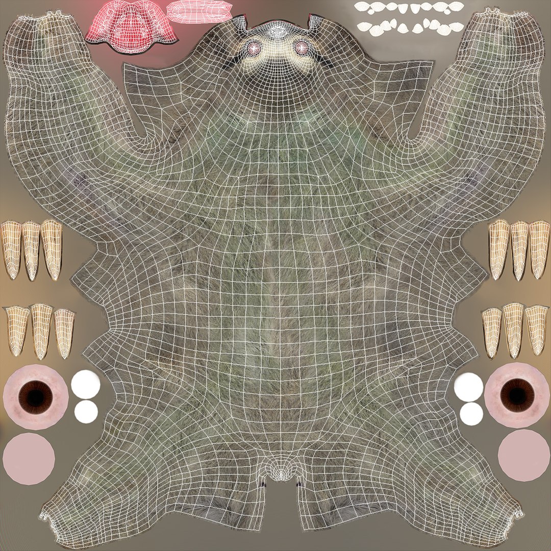 3D Model Sloth Fur - TurboSquid 2177597