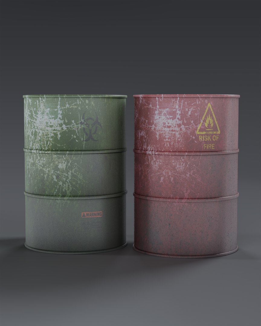 3D Explosive And BioHazard Barrels - TurboSquid 1952797