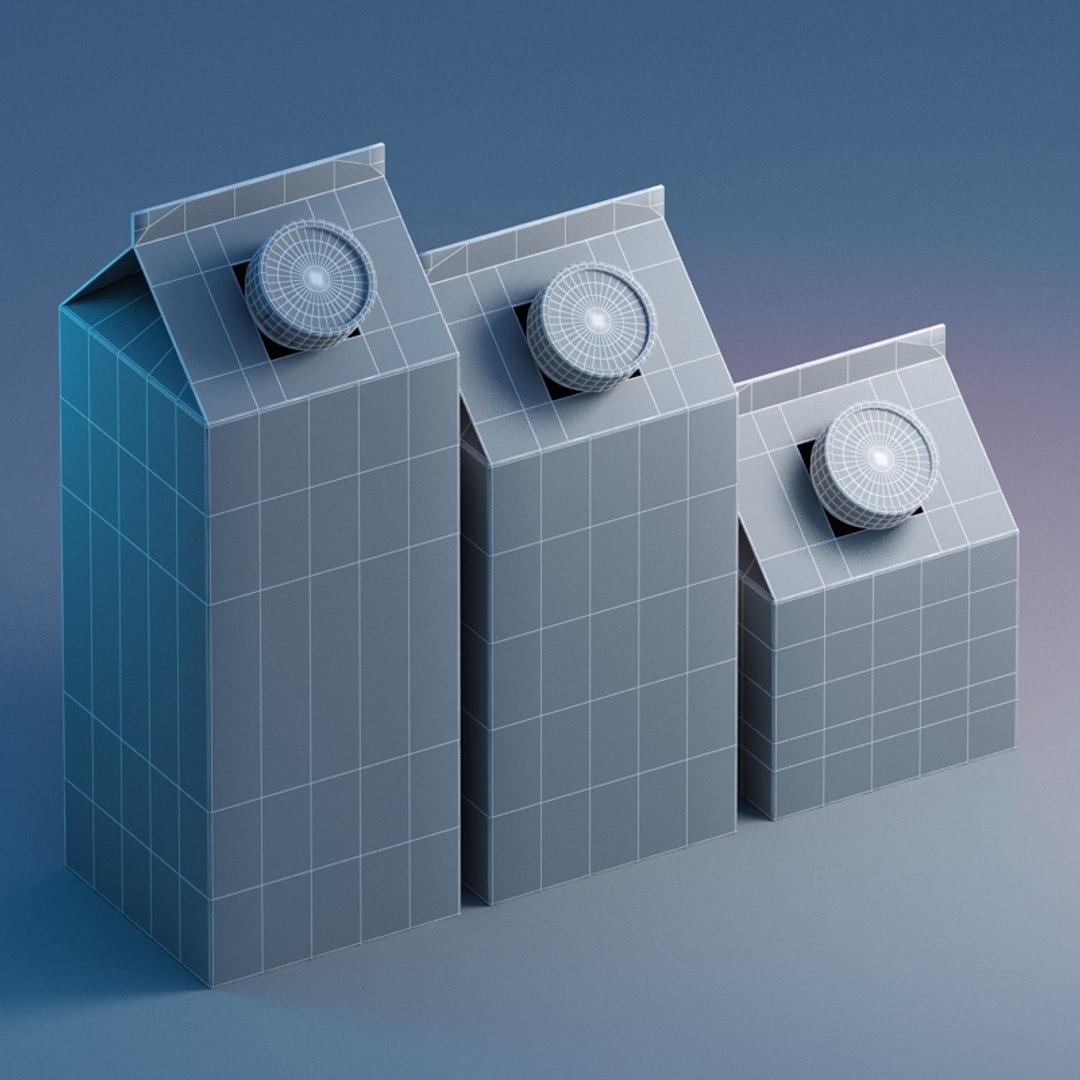 3d 3ds Milk Cartons