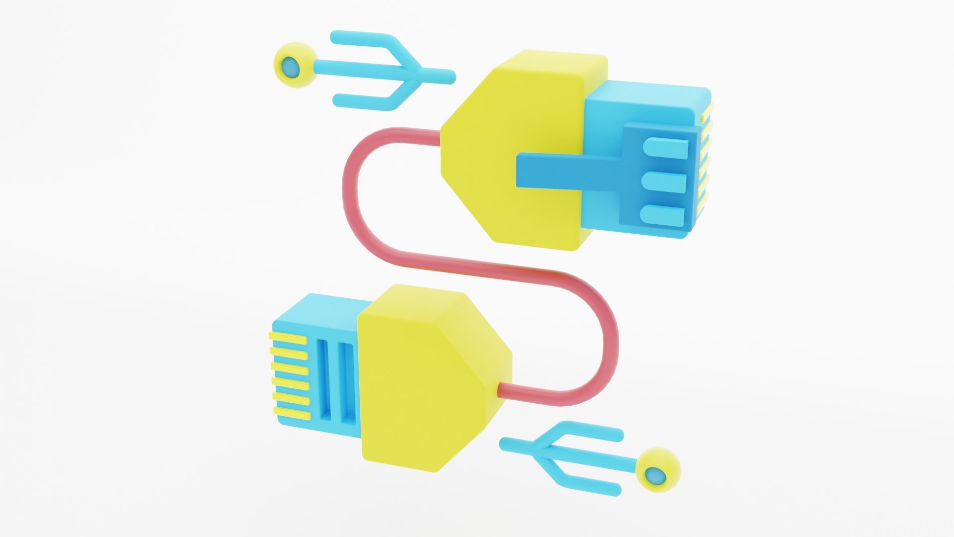 Network Cable 3d Icon Represented With Two Connected Cable Heads 3D ...