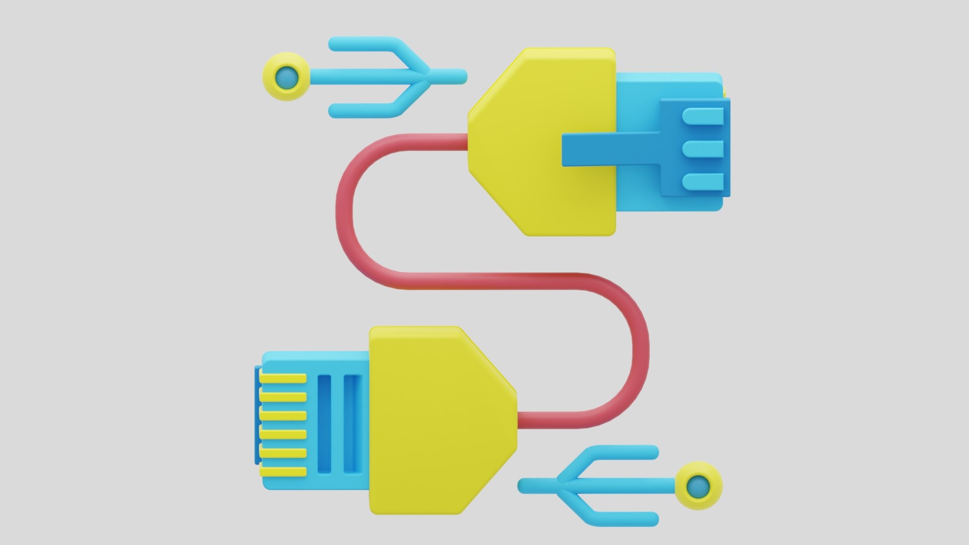 Network Cable 3d Icon Represented With Two Connected Cable Heads 3D ...