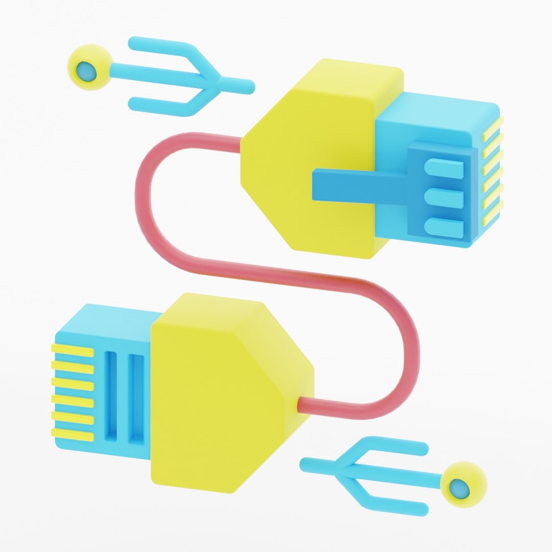 Network Cable 3d icon represented with Two connected cable heads 3D ...