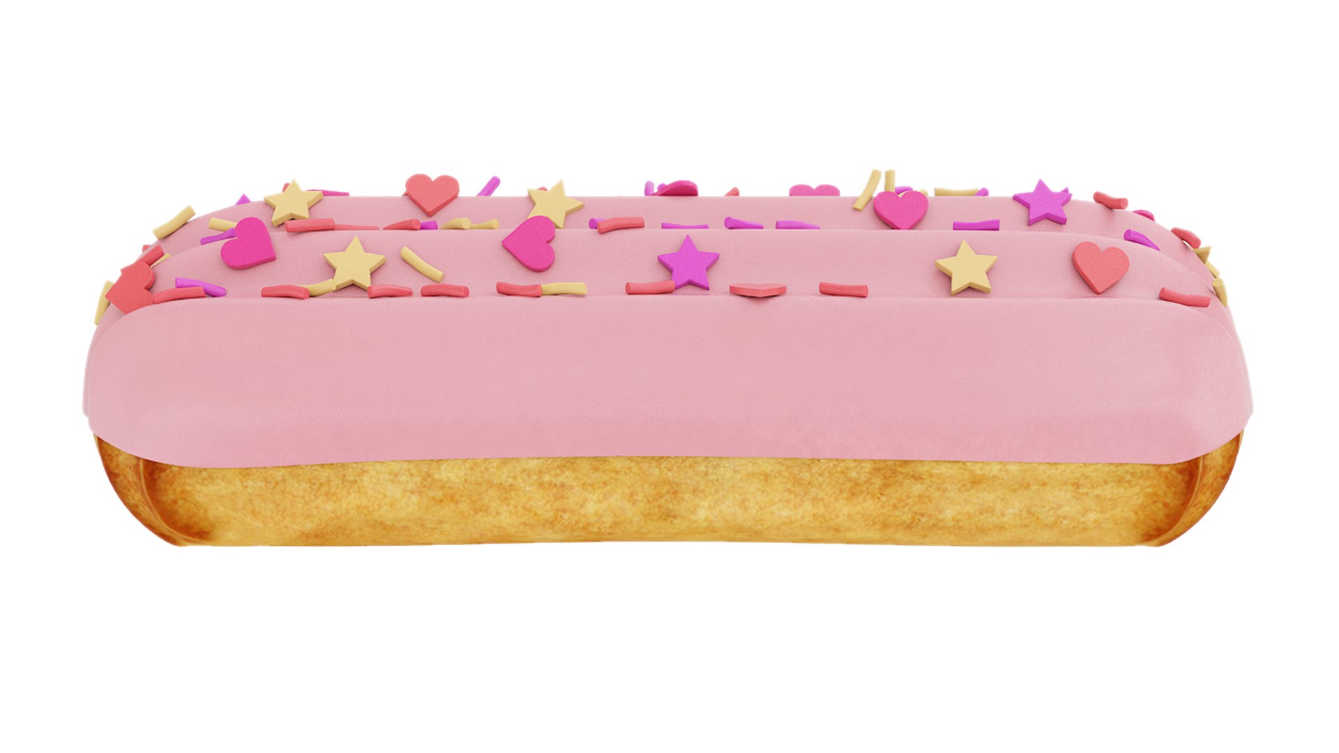 3D Pink Glazed Eclair With Sprinkles - TurboSquid 2419122