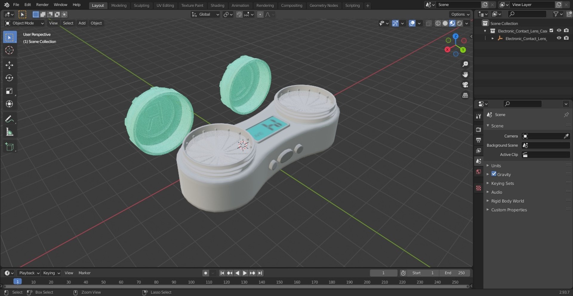 Electronic Contact Lens Case Green Caps 3D Model - TurboSquid 1848629