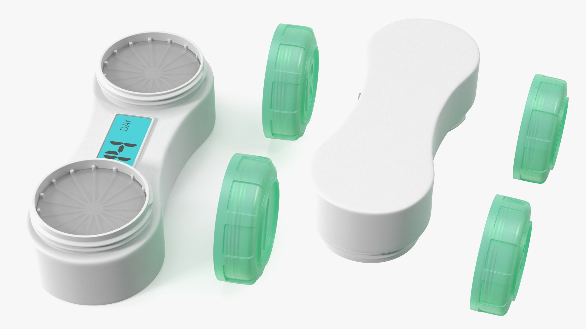 Electronic Contact Lens Case Green Caps 3D Model - TurboSquid 1848629