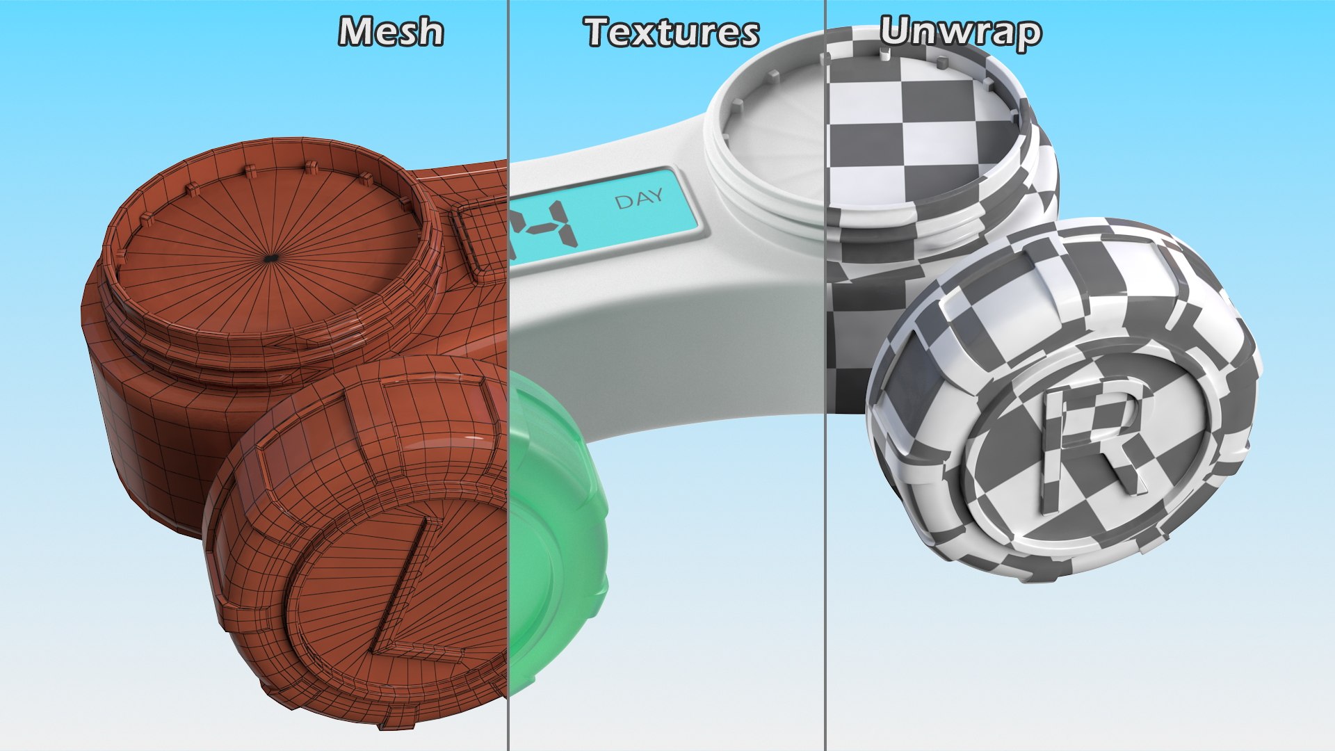 Electronic Contact Lens Case Green Caps 3D Model - TurboSquid 1848629