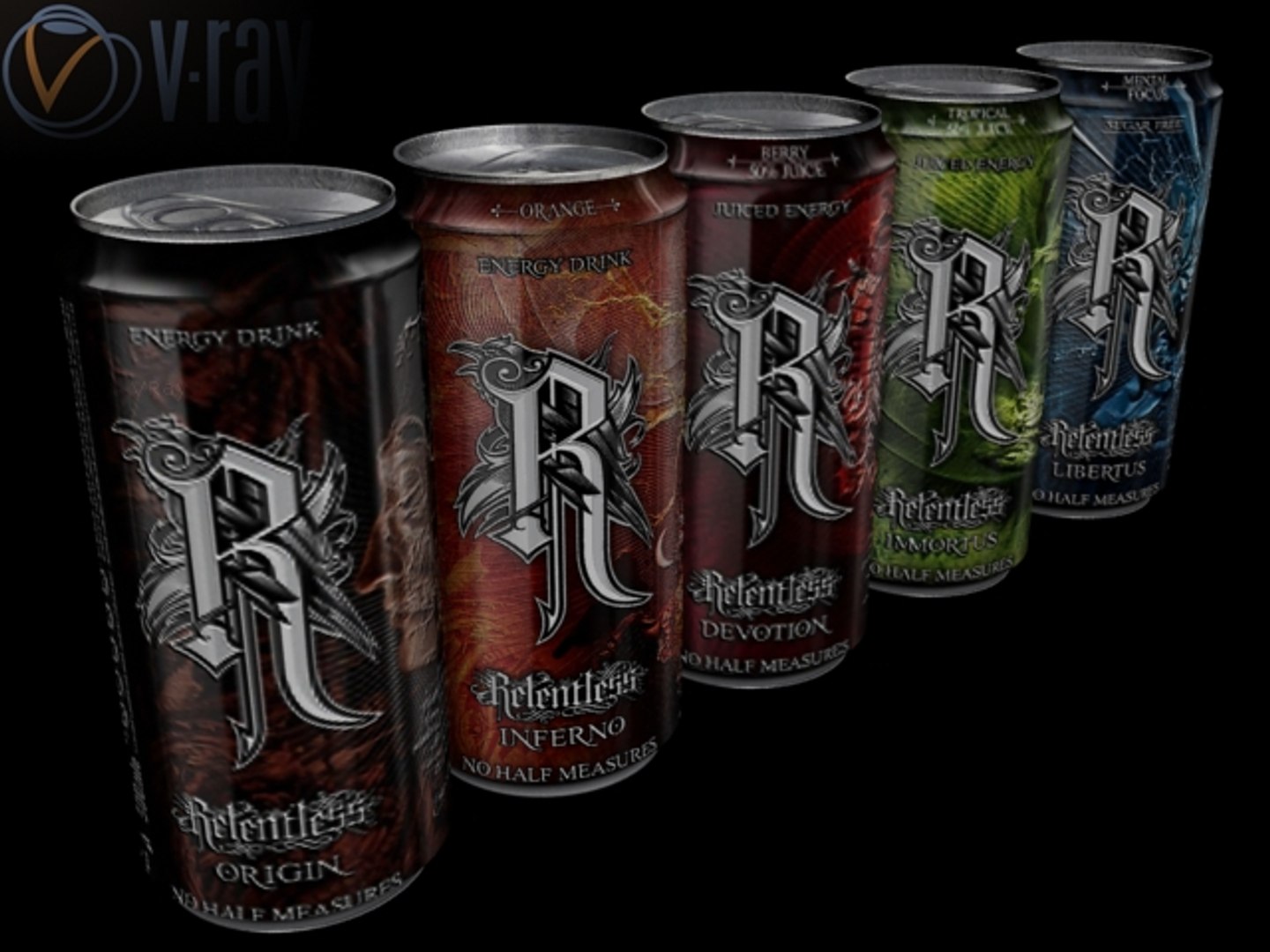 3d Model Energy Drink Relentless Cans