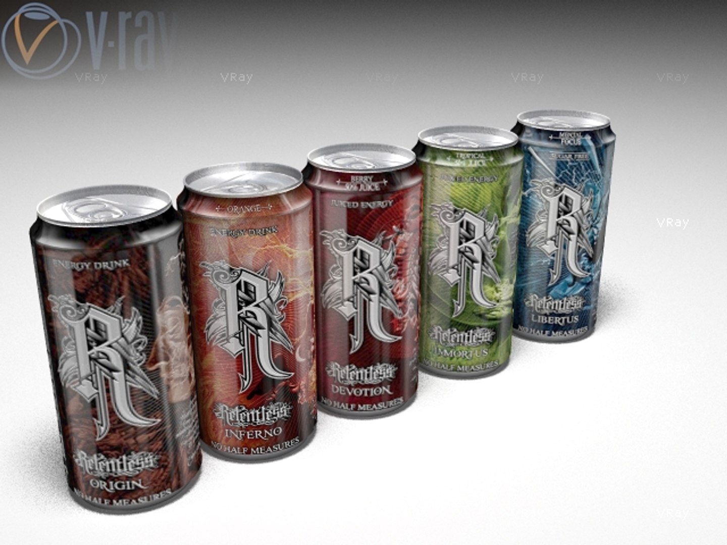 3d Model Energy Drink Relentless Cans