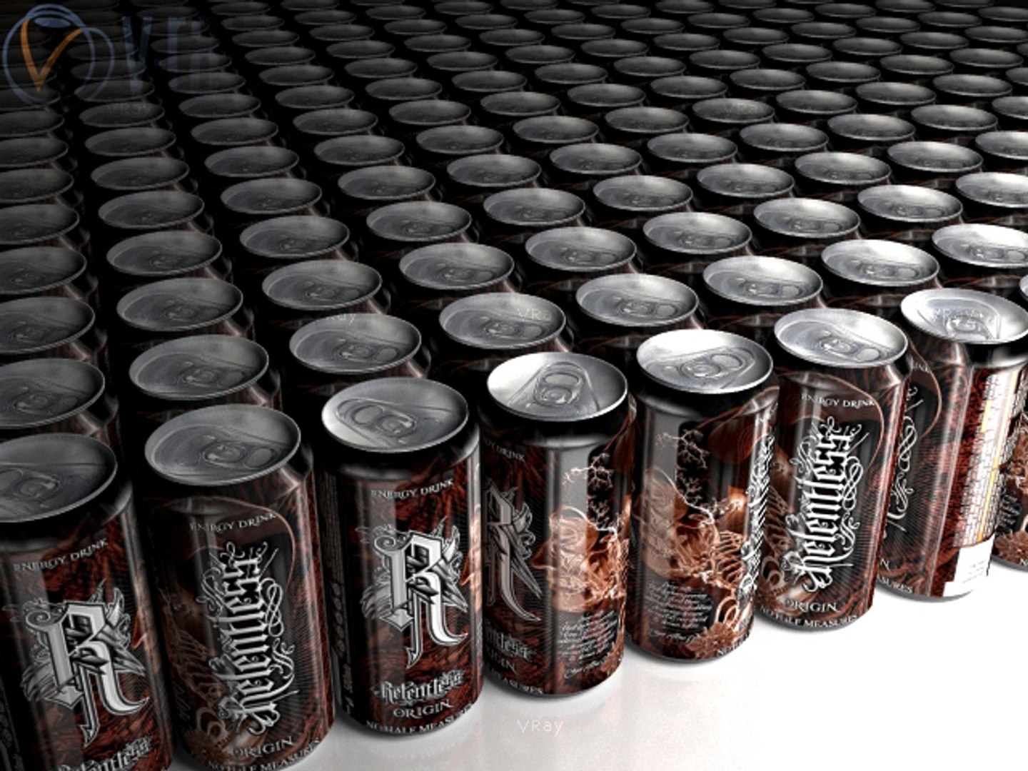 3d Model Energy Drink Relentless Cans