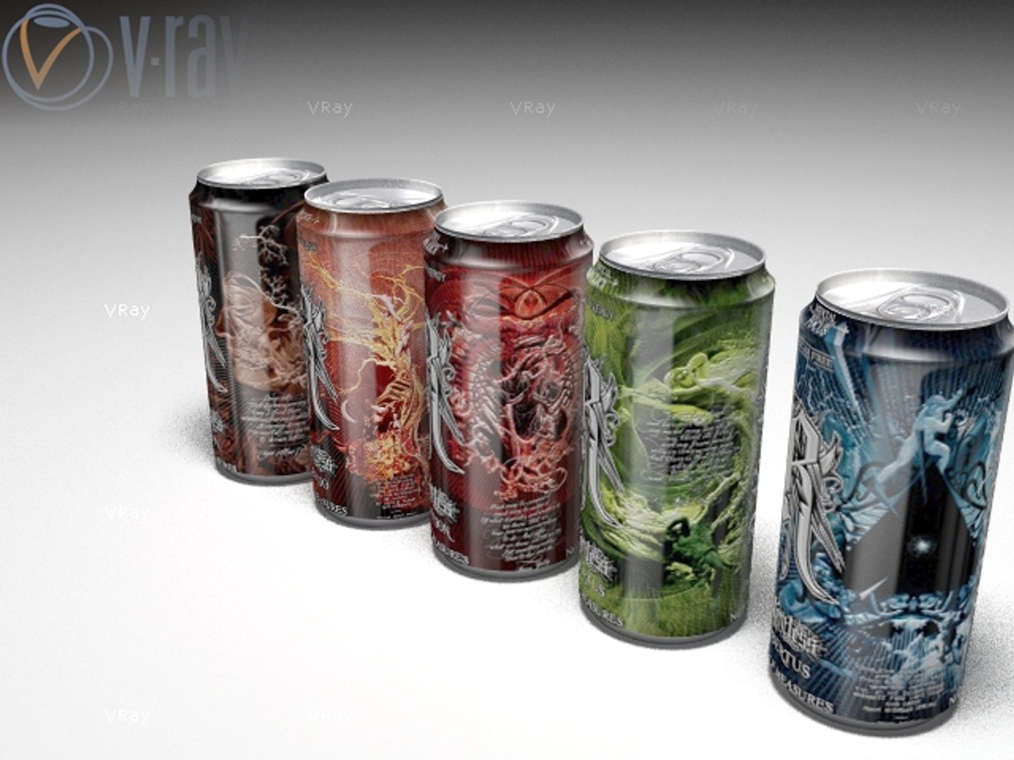 3d Model Energy Drink Relentless Cans